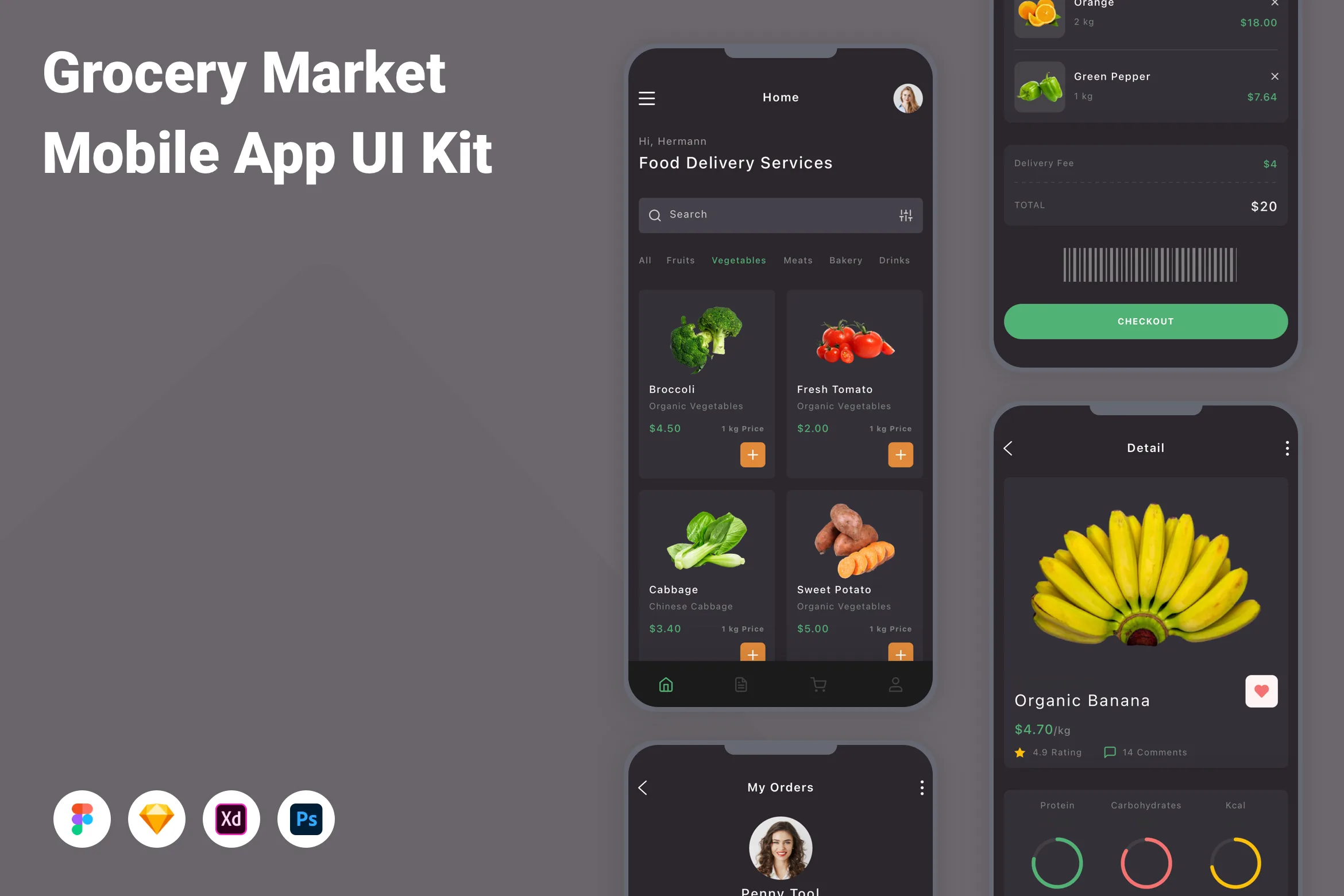 Grocery Market Mobile App UI Kit for Figma, Sketch & XD | UIworkshop
