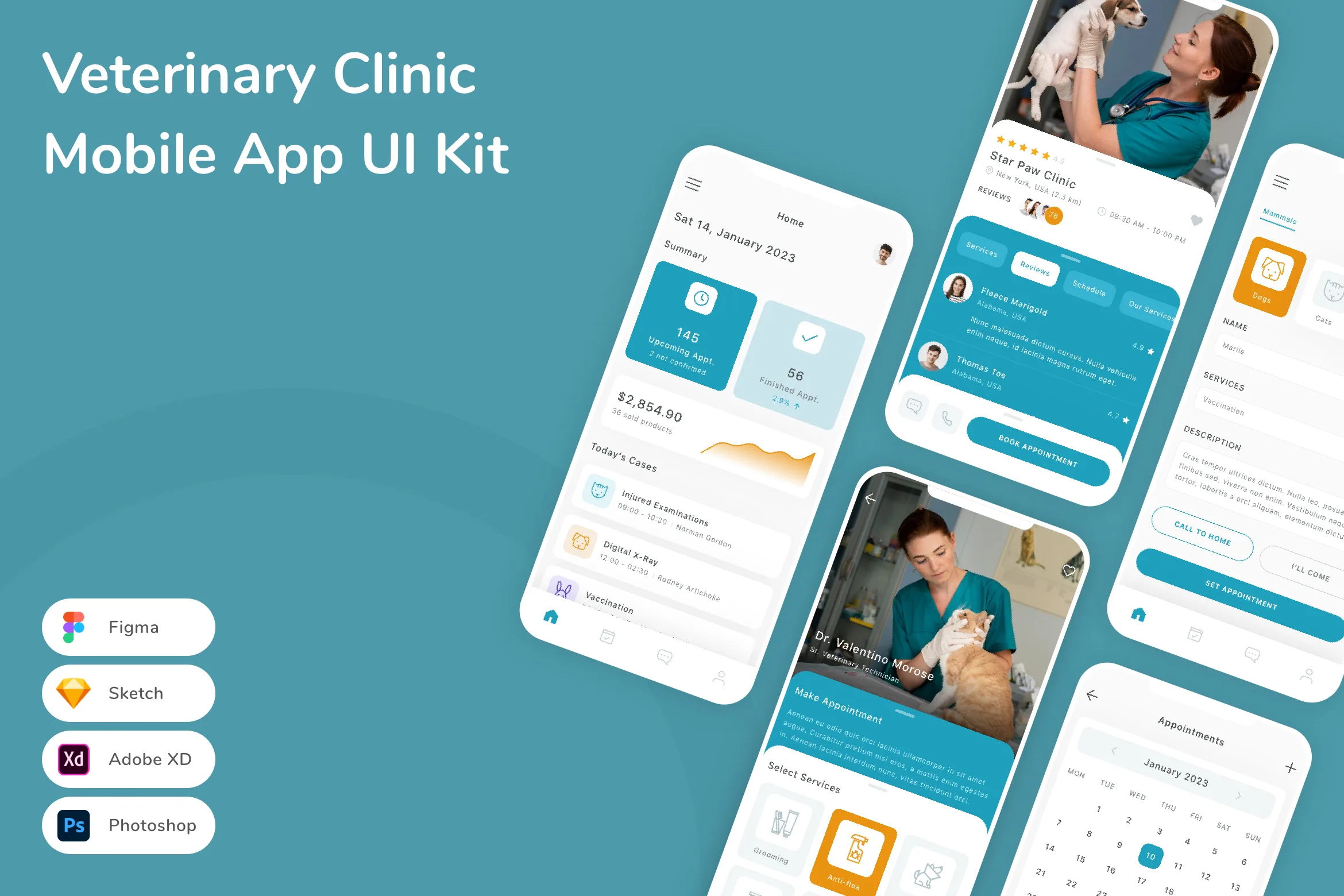 Veterinary Clinic Mobile App UI Kit for Figma, Sketch & XD | UIworkshop