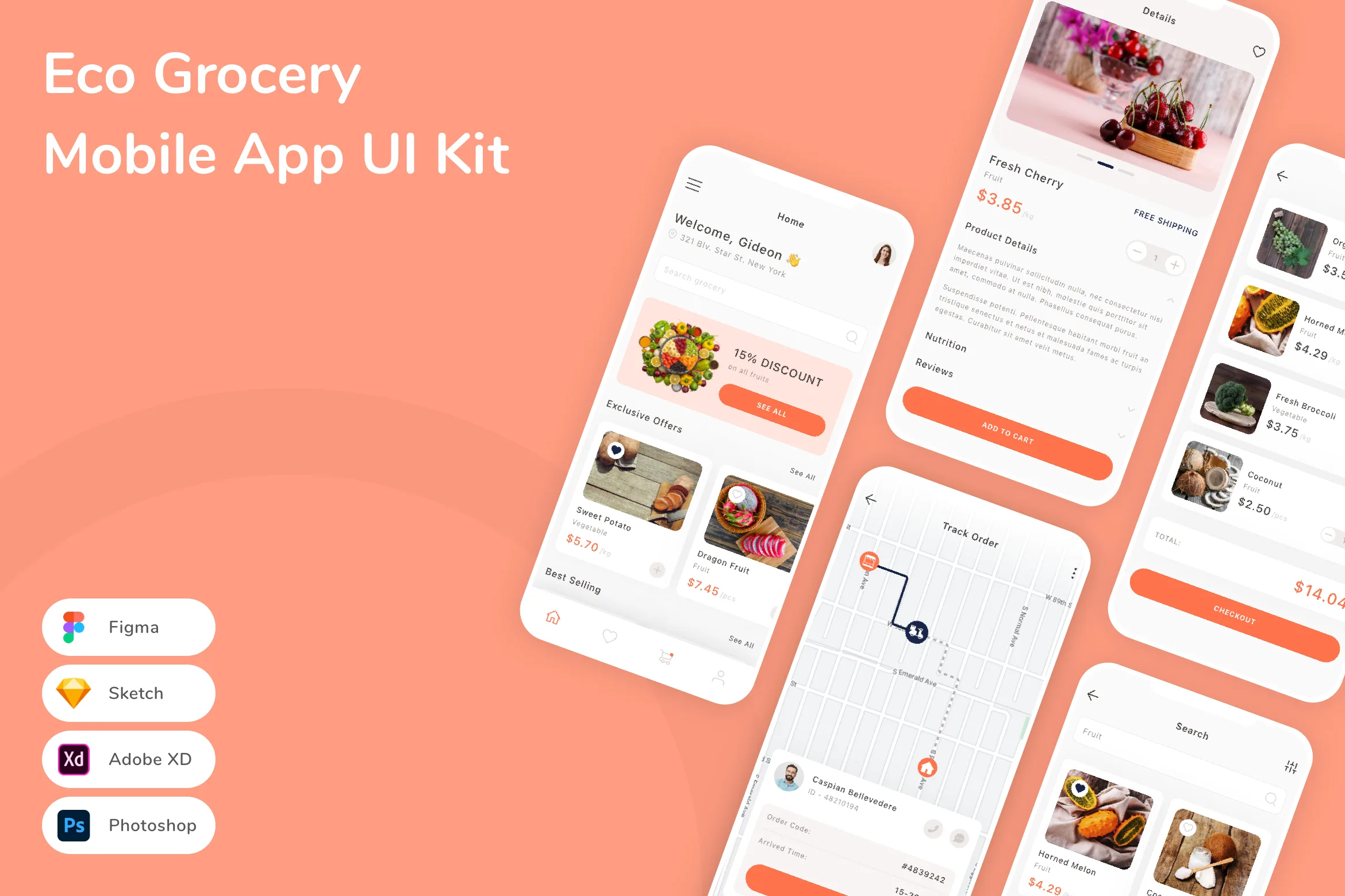 Eco Grocery Mobile App UI Kit for Figma, Sketch & XD | UIworkshop