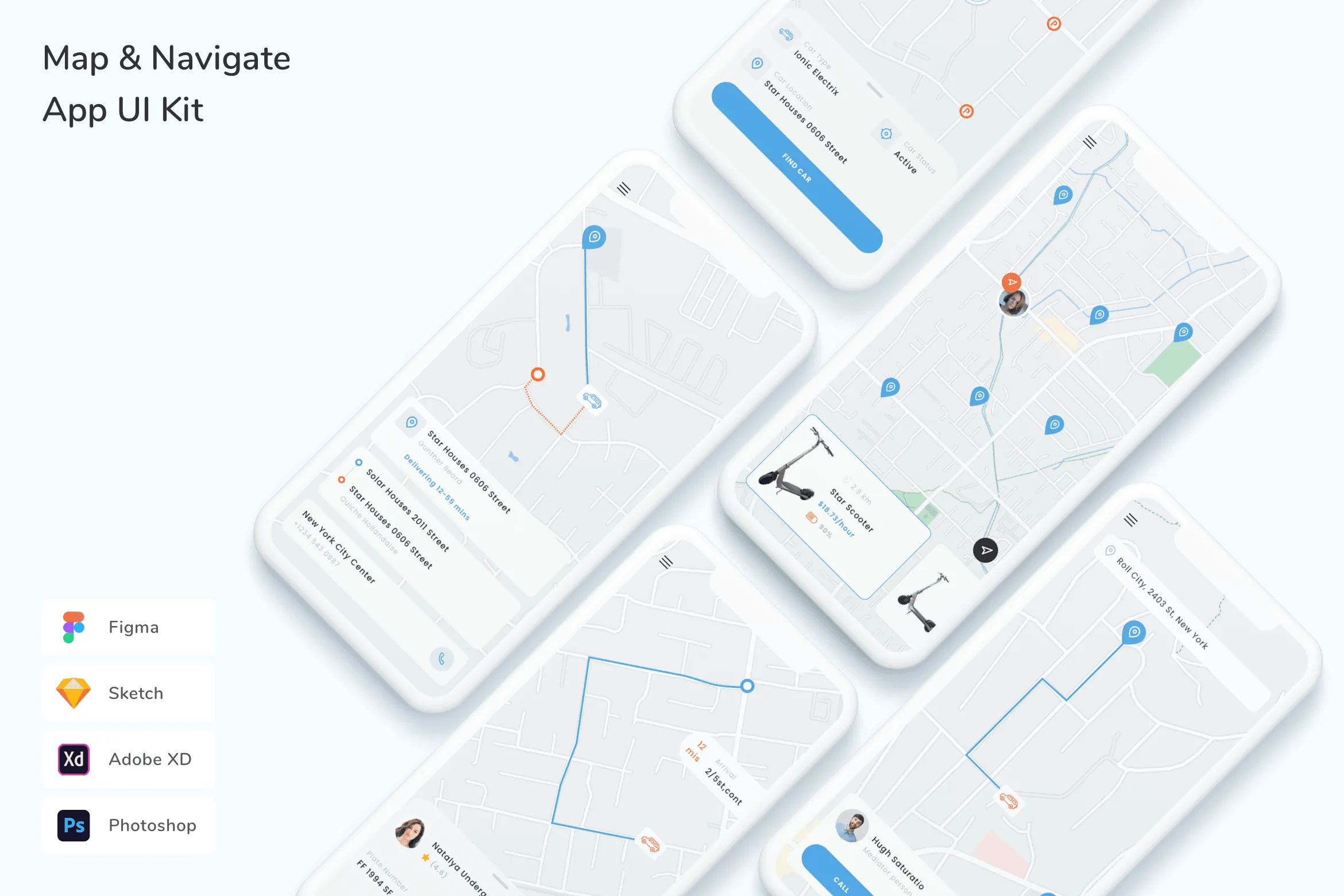Map & Navigate App UI Kit for Figma, Sketch & XD | UIworkshop