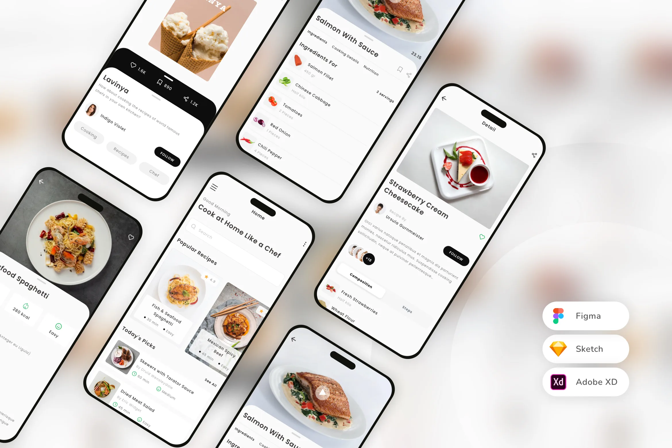 Cooking Recipe Mobile App UI Kit for Figma, Sketch & XD | UIworkshop