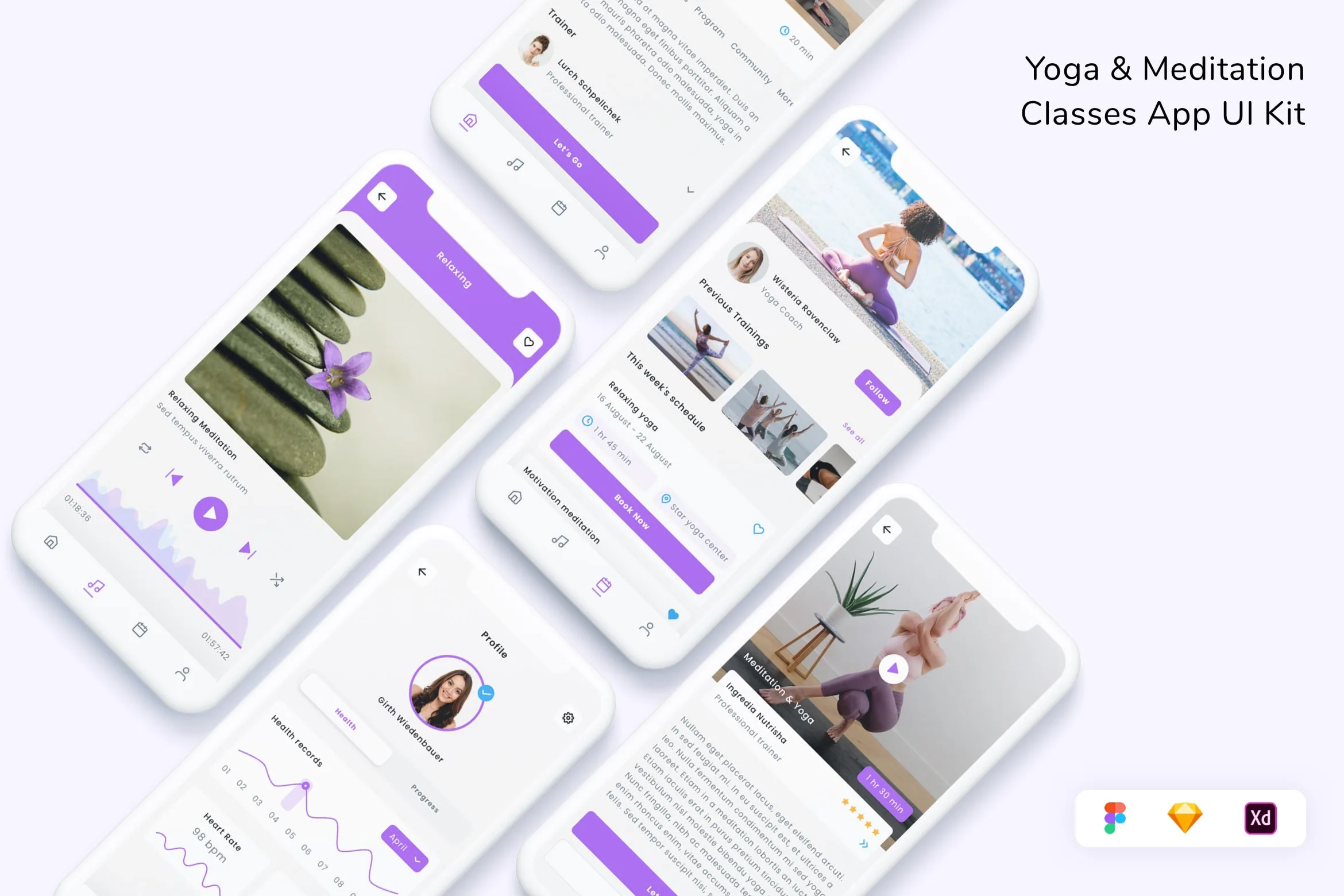 Yoga & Meditation Classes App UI Kit for Figma, Sketch & XD | UIworkshop