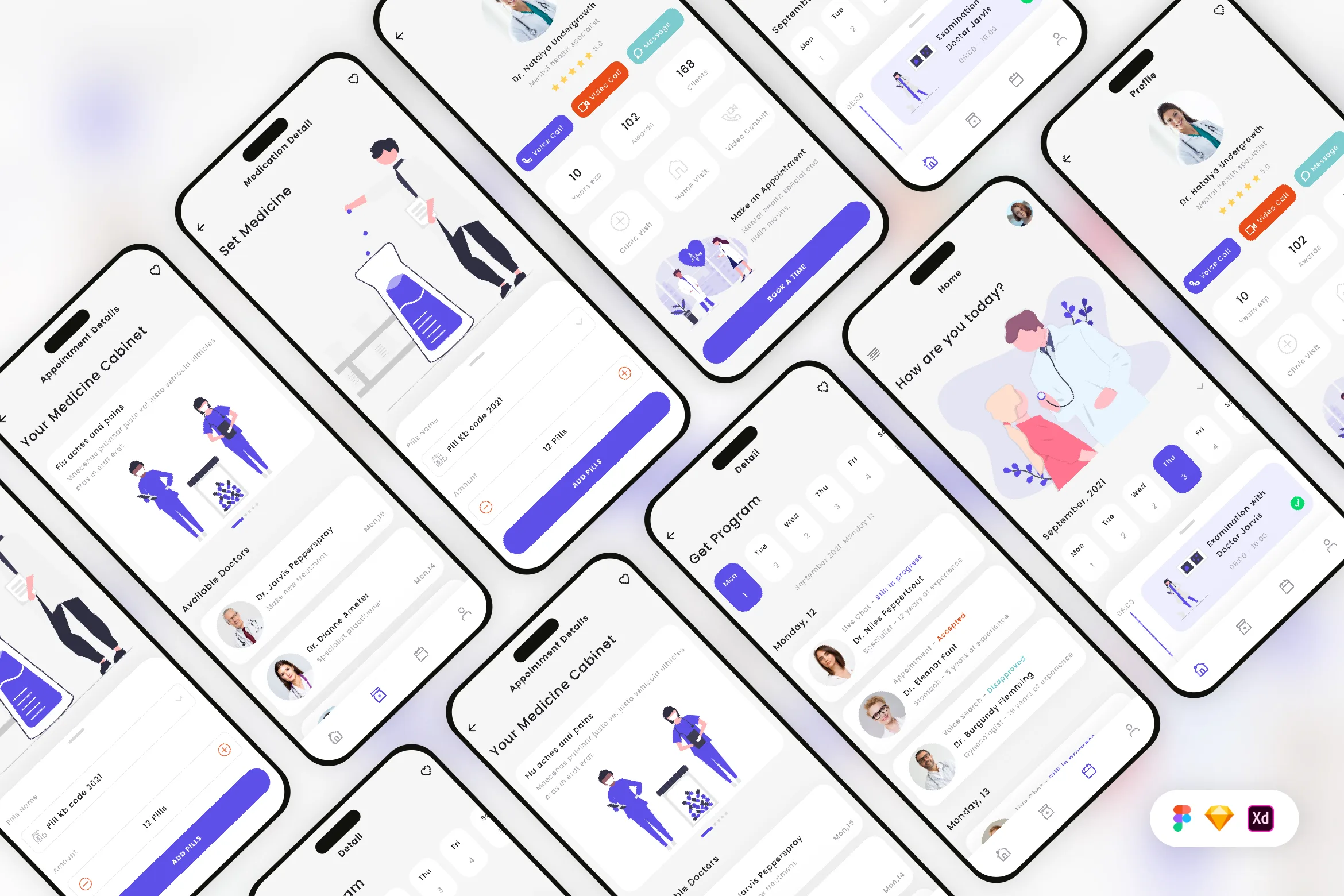 Medicine Reminder Mobile App UI Kit for Figma, Sketch & XD | UIworkshop