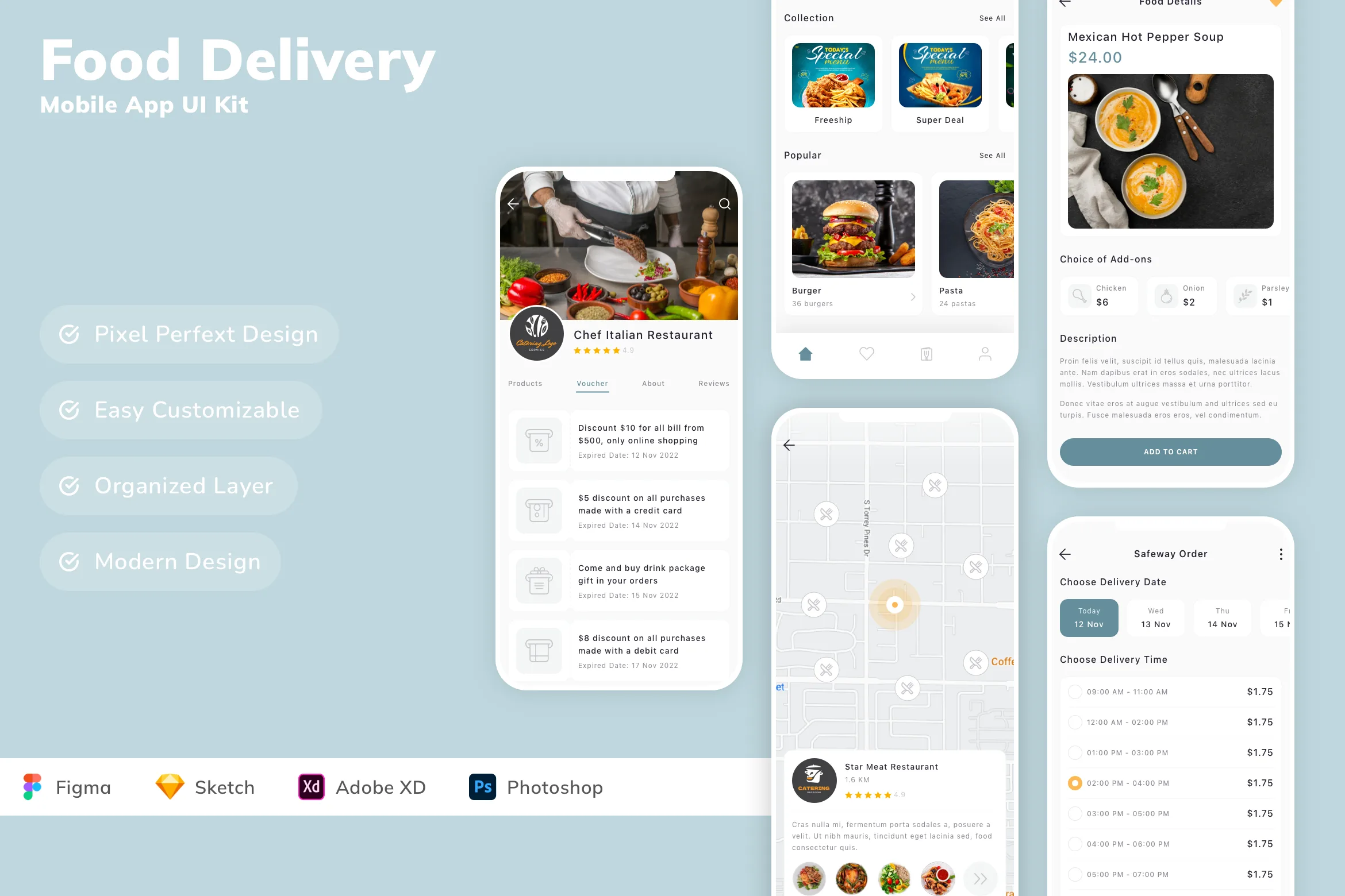 Food Delivery Mobile App Ui Kit For Figma Sketch And Xd Uiworkshop 2944