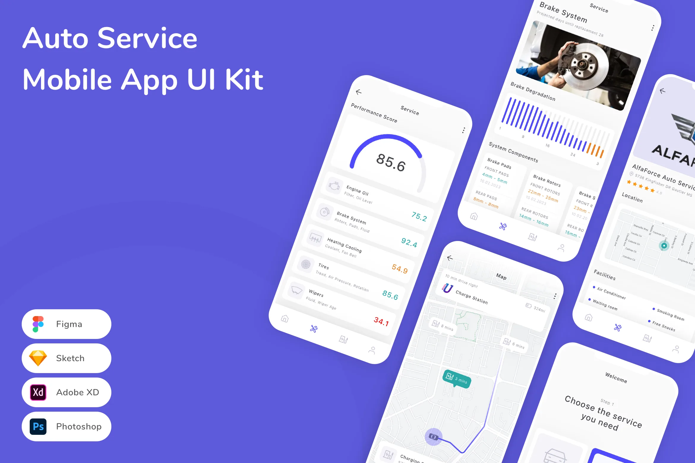 Auto Service Mobile App UI Kit for Figma, Sketch & XD | UIworkshop
