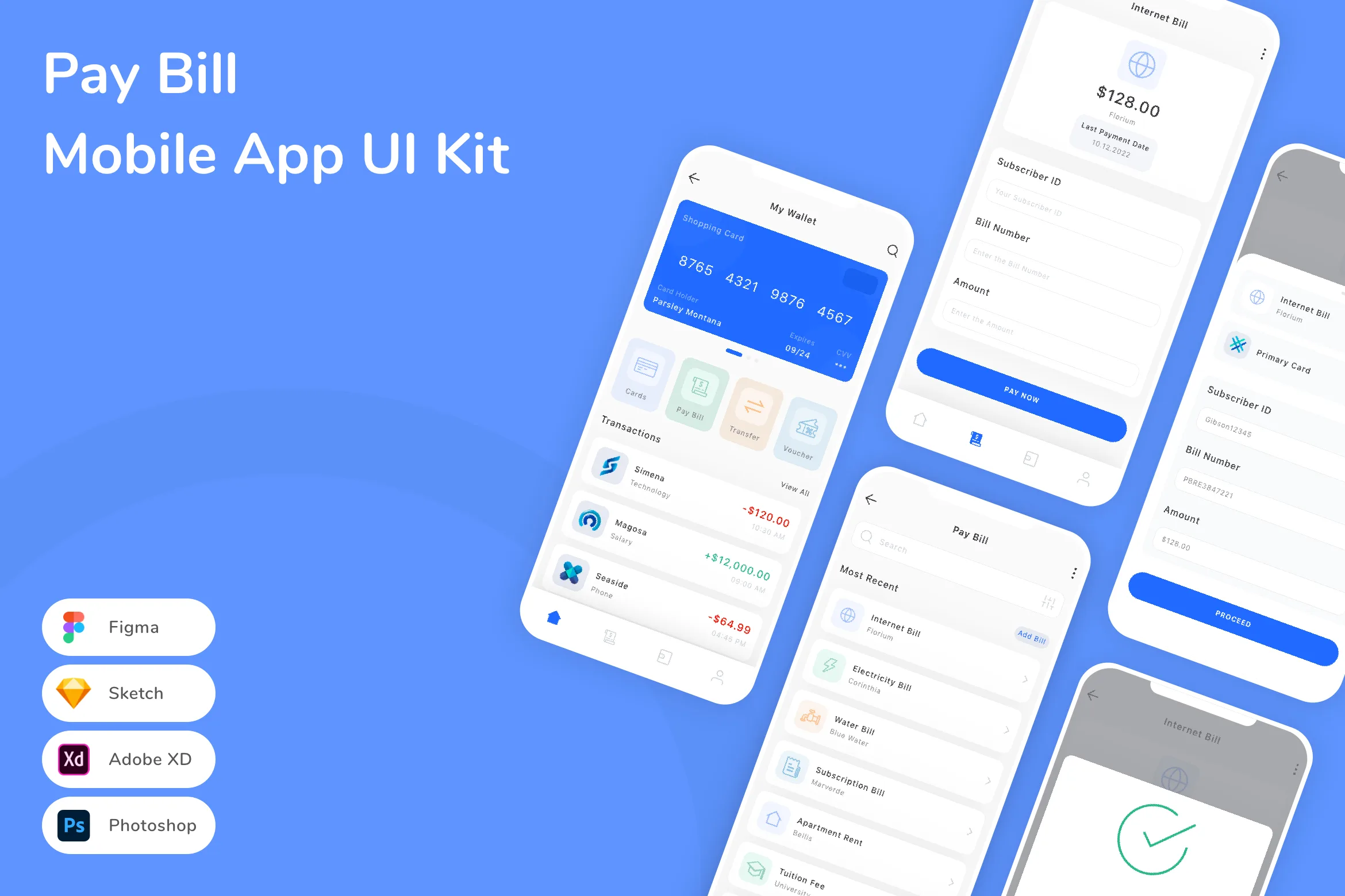 Pay Bill Mobile App UI Kit for Figma, Sketch & XD | UIworkshop