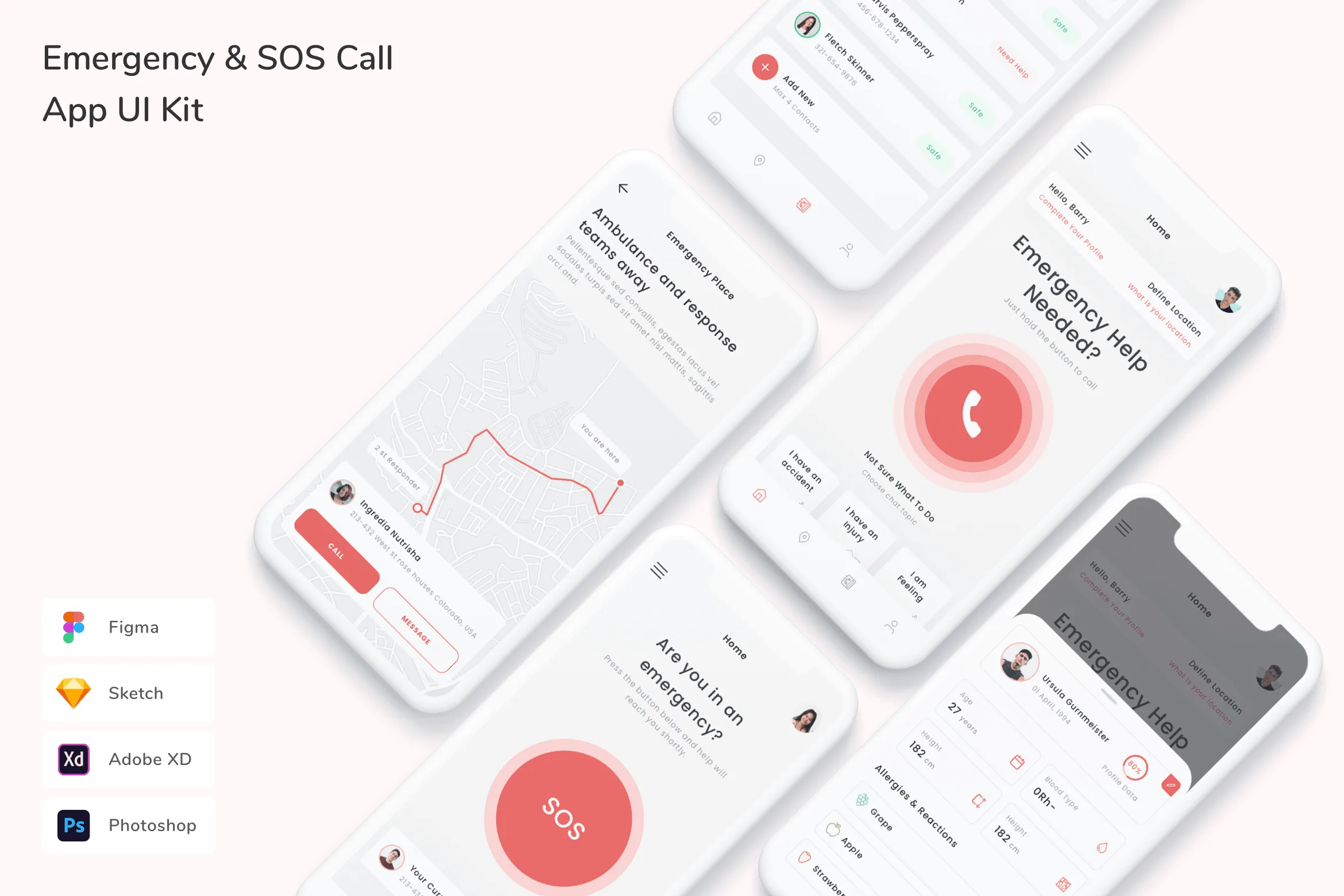 Emergency & SOS Call App UI Kit for Figma, Sketch & XD | UIworkshop