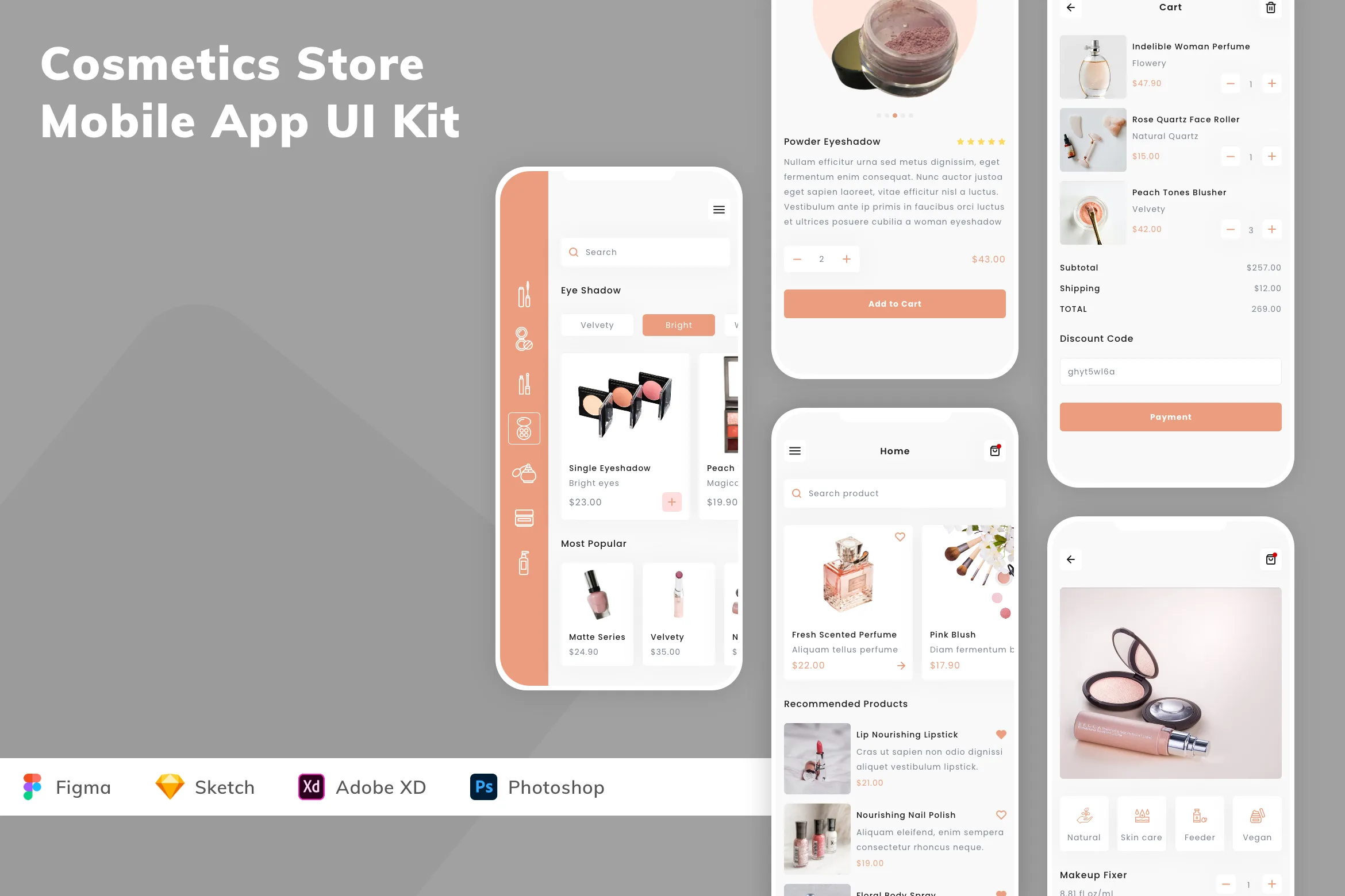 Cosmetics Store Mobile App UI Kit for Figma, Sketch & XD | UIworkshop