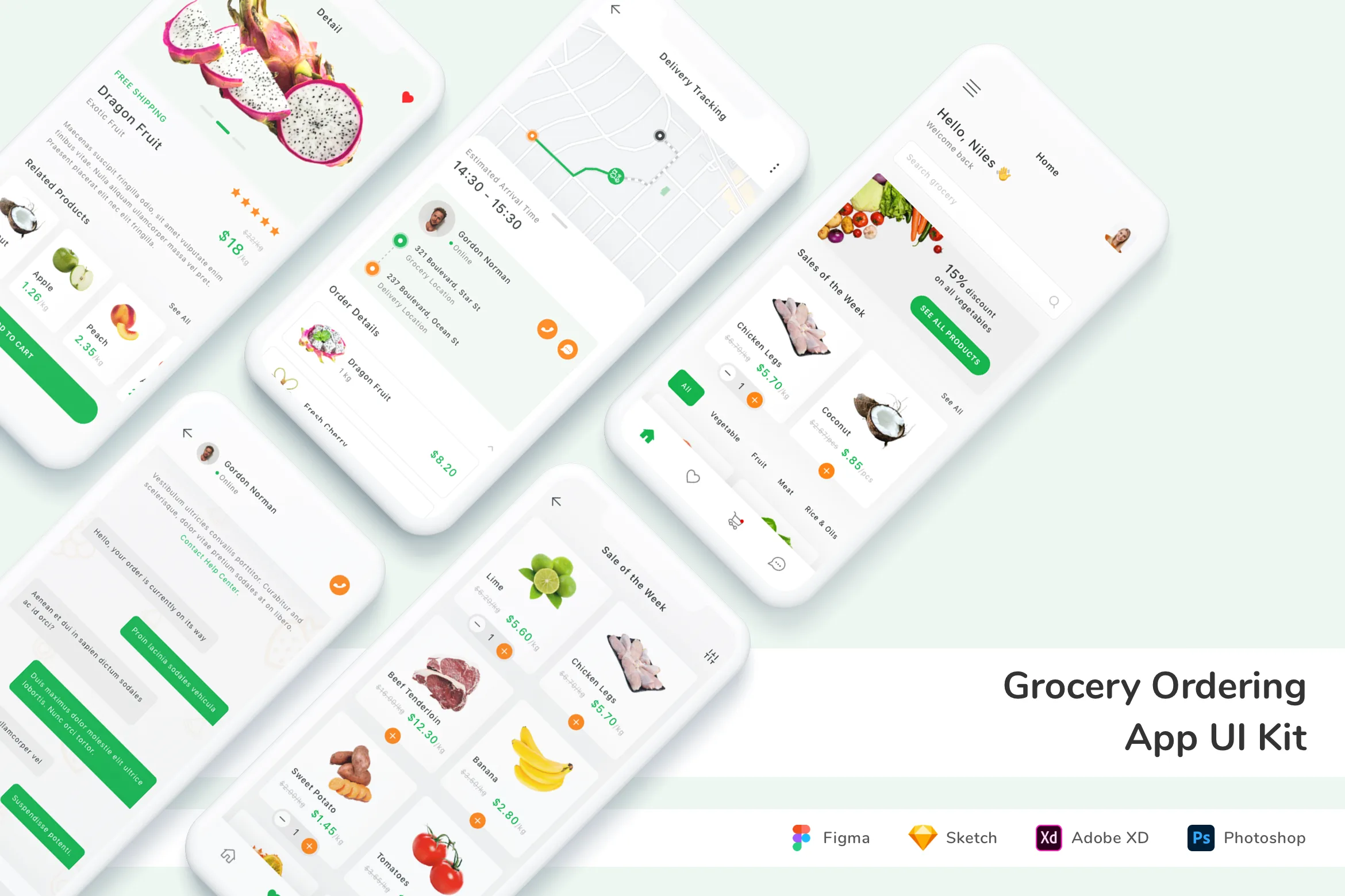 Grocery Ordering App UI Kit for Figma, Sketch & XD | UIworkshop