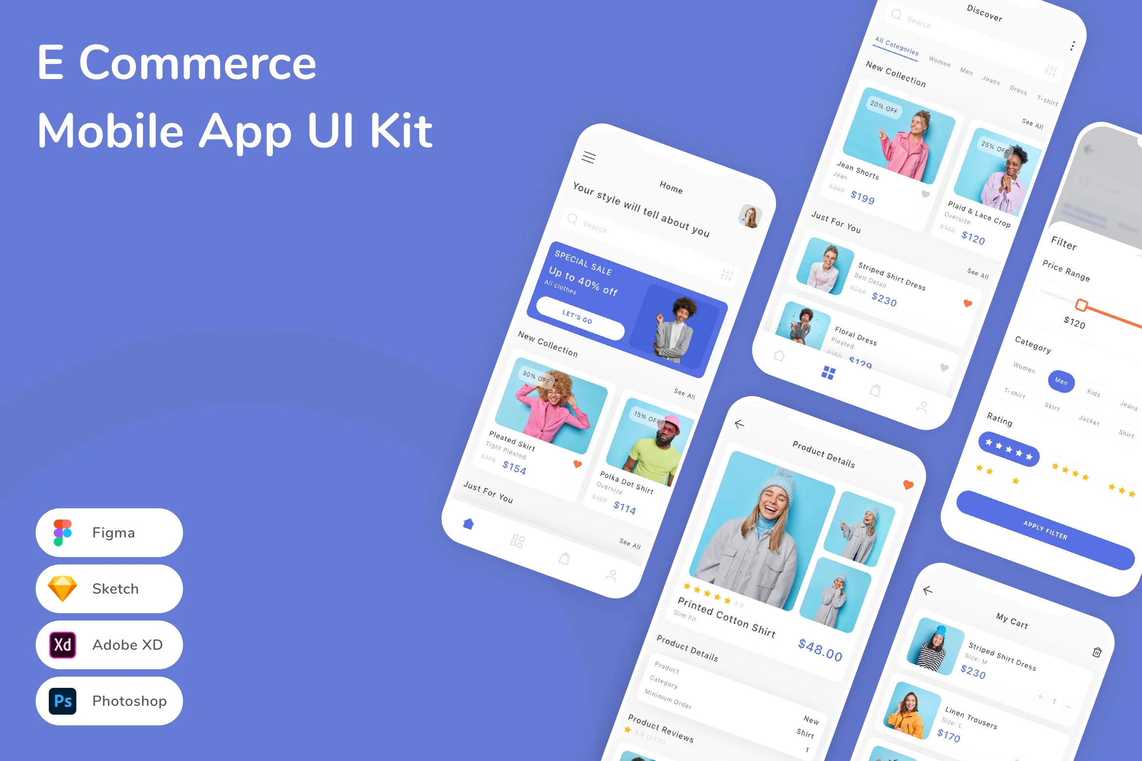 E Commerce Mobile App UI Kit for Figma, Sketch & XD | UIworkshop