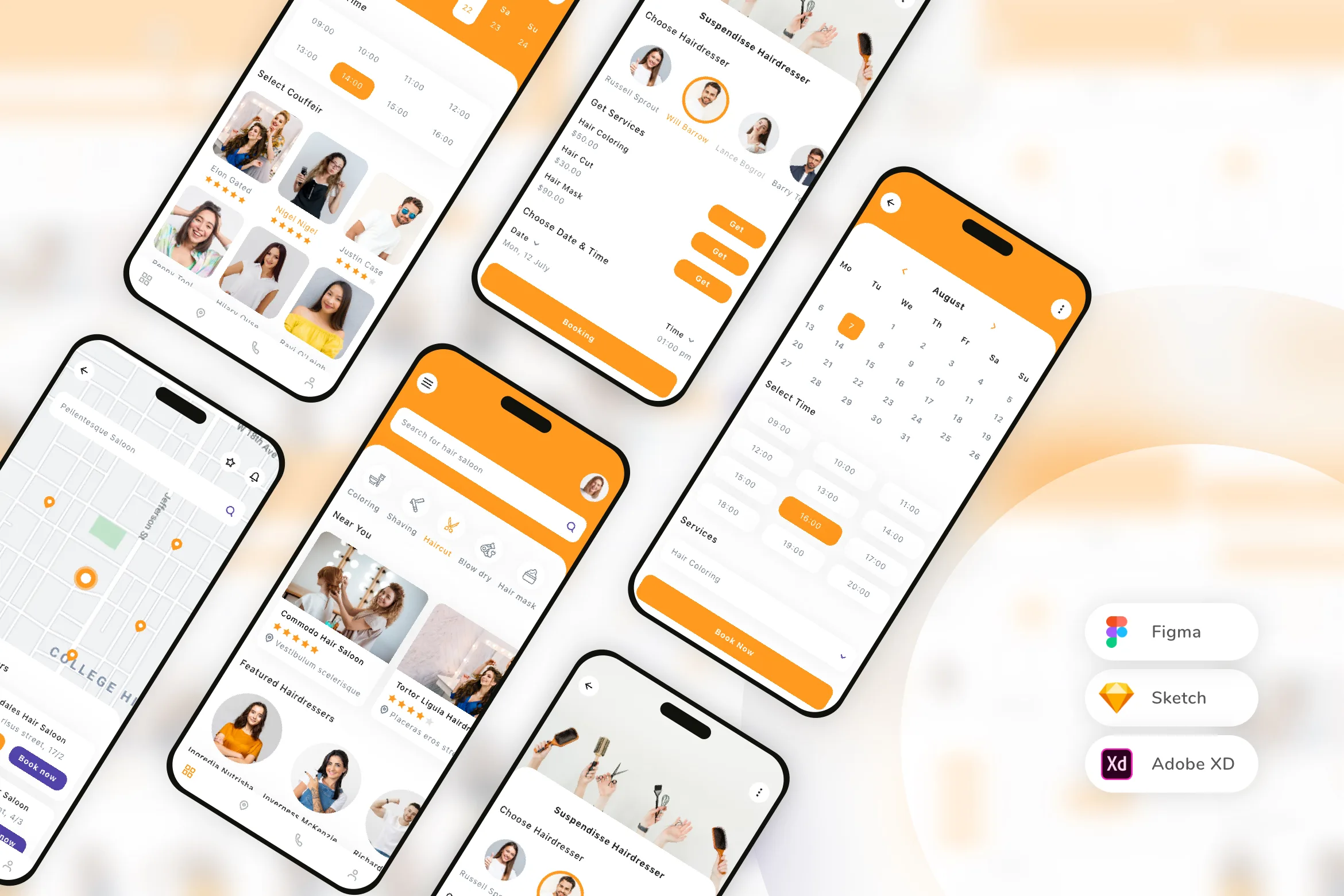 Hairdresser & Hair Salon Reservation App UI Kit for Figma, Sketch & XD ...