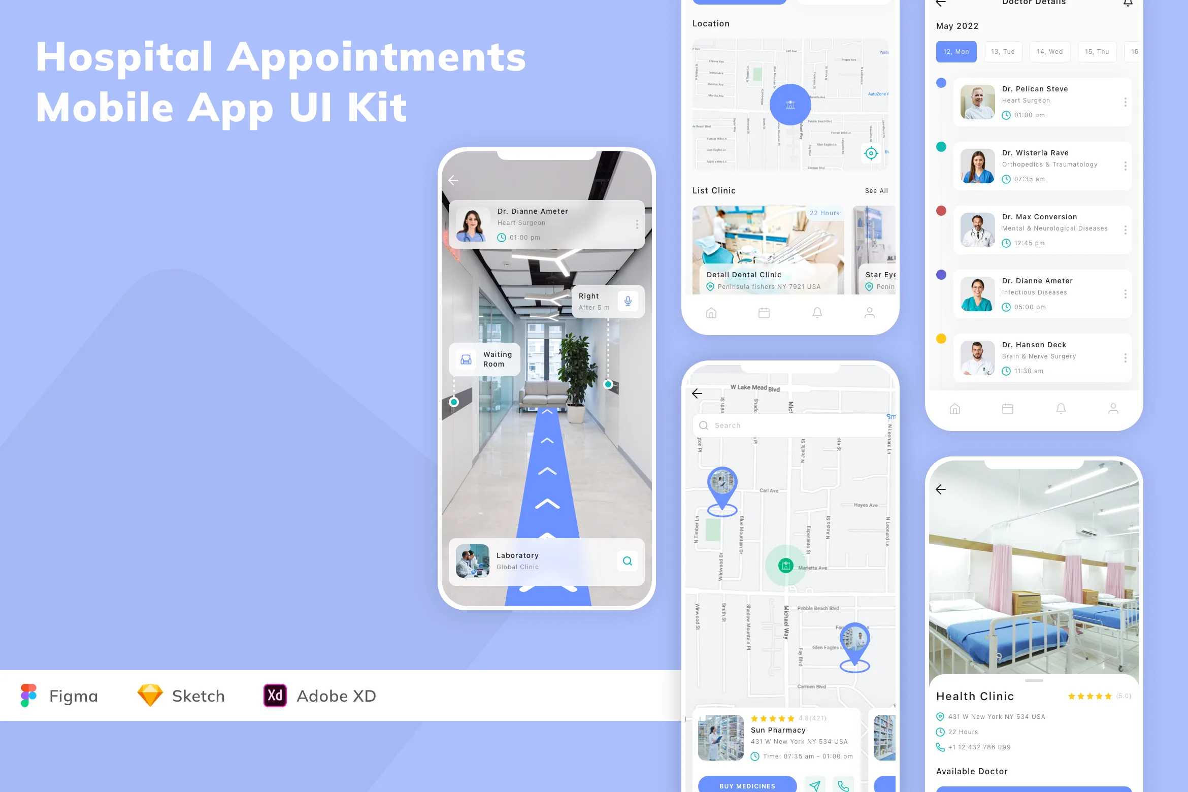 Hospital Appointments Mobile App UI Kit for Figma, Sketch & XD | UIworkshop