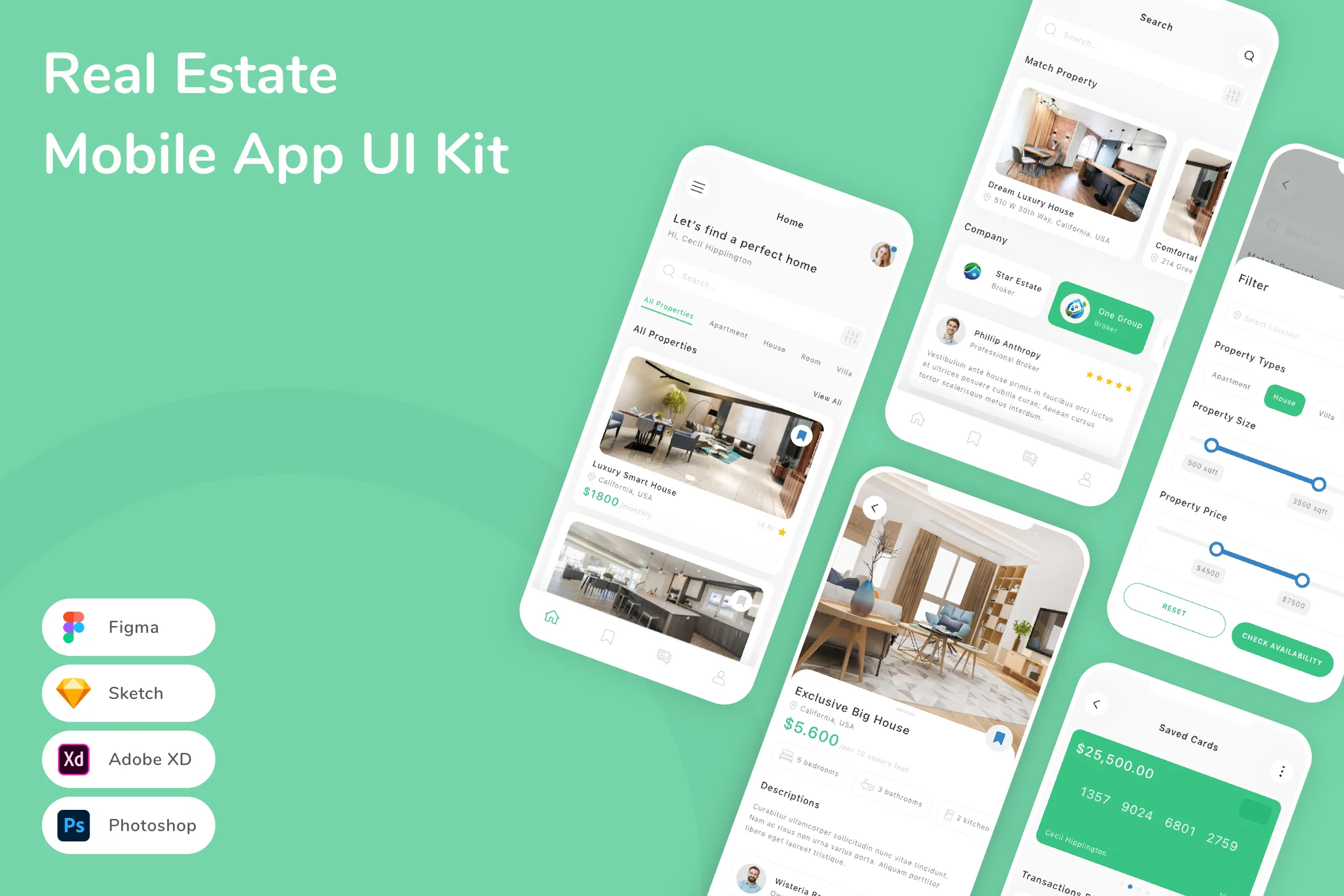 Real Estate Mobile App UI Kit for Figma, Sketch & XD | UIworkshop