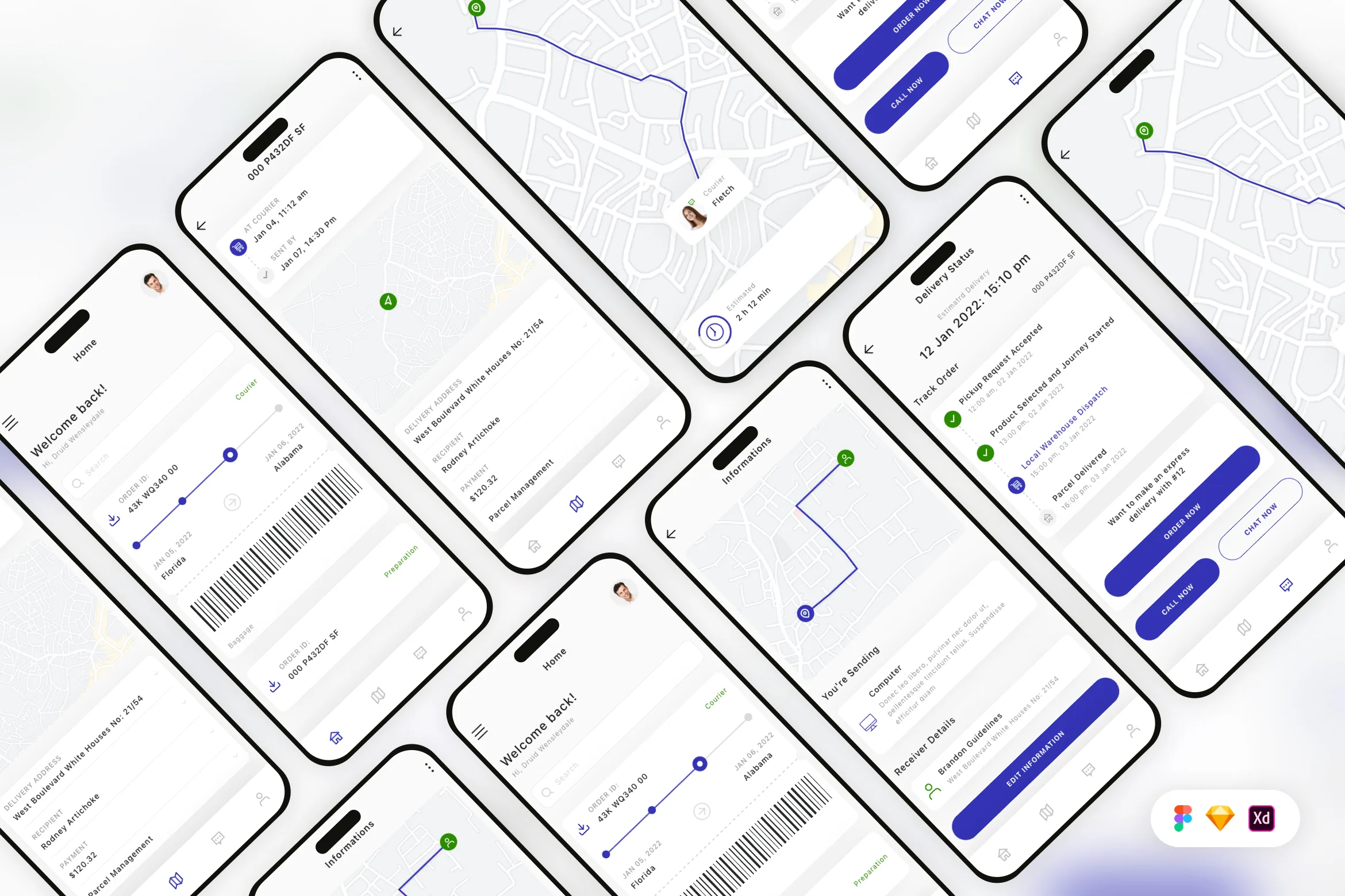 Parcel Tracking Mobile App UI Kit for Figma, Sketch & XD | UIworkshop