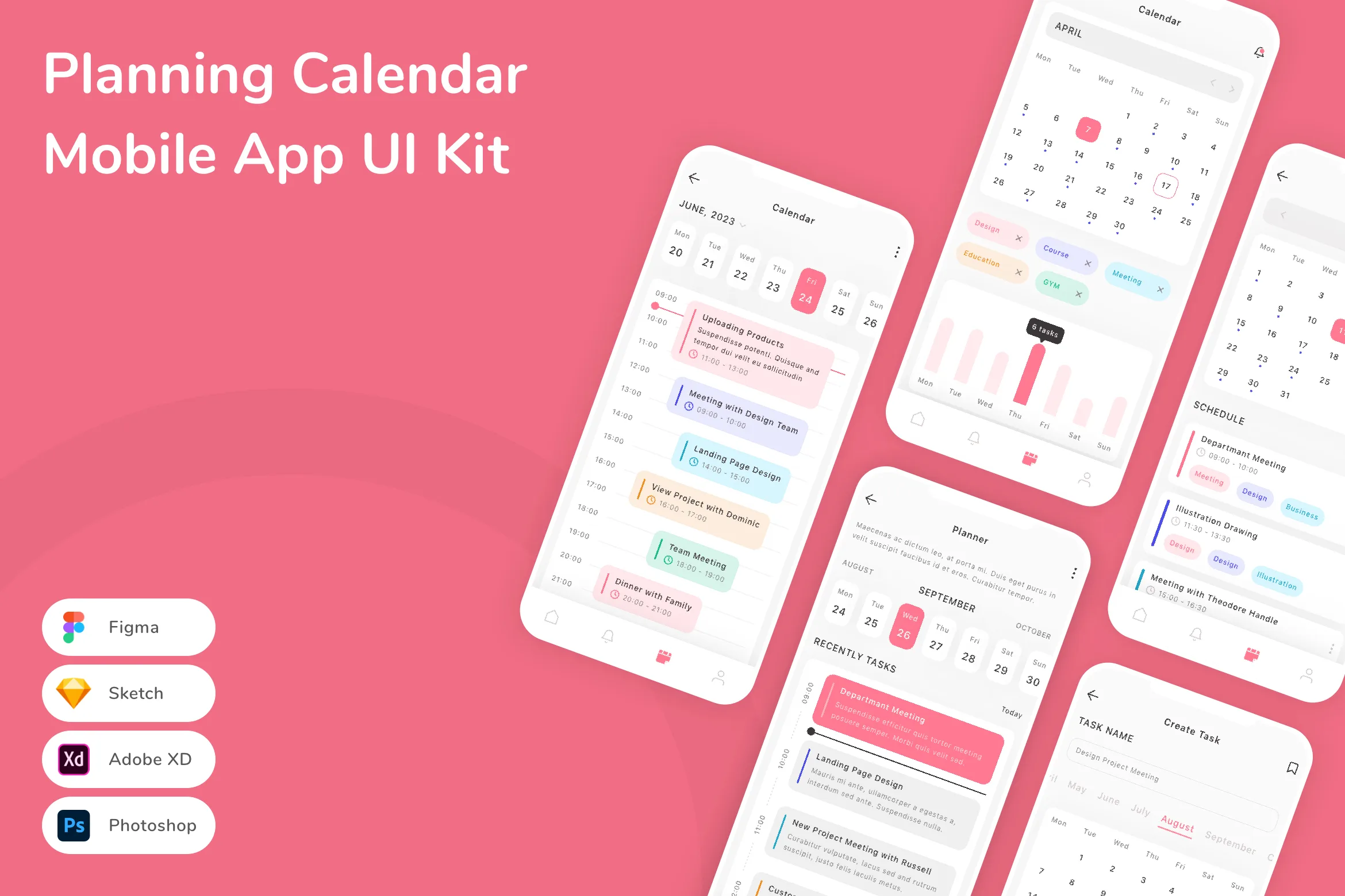 Planning Calendar Mobile App UI Kit for Figma, Sketch & XD | UIworkshop