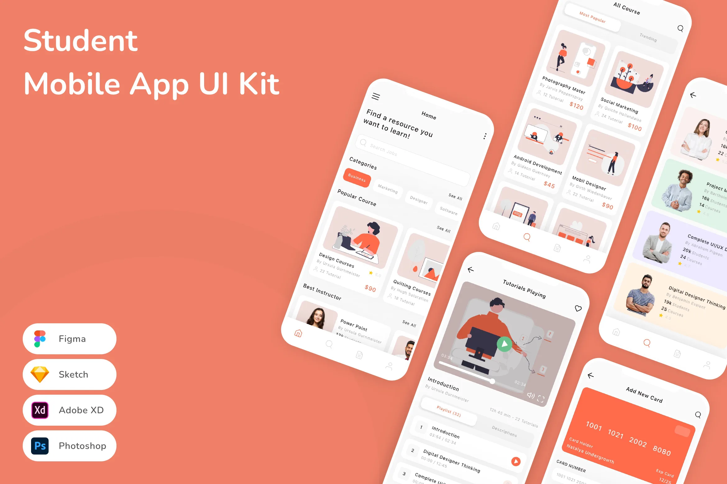 Student Mobile App UI Kit for Figma, Sketch & XD | UIworkshop