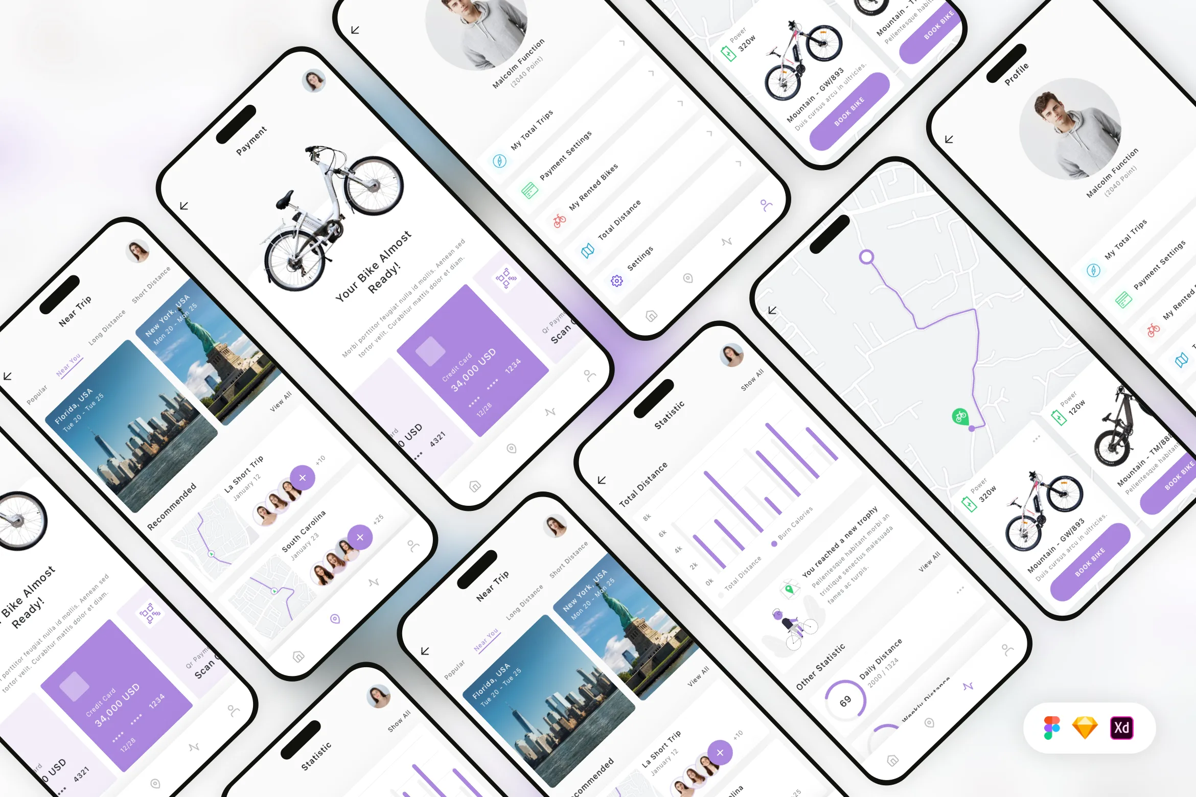 Bike Rental Mobile App UI Kit for Figma, Sketch & XD | UIworkshop