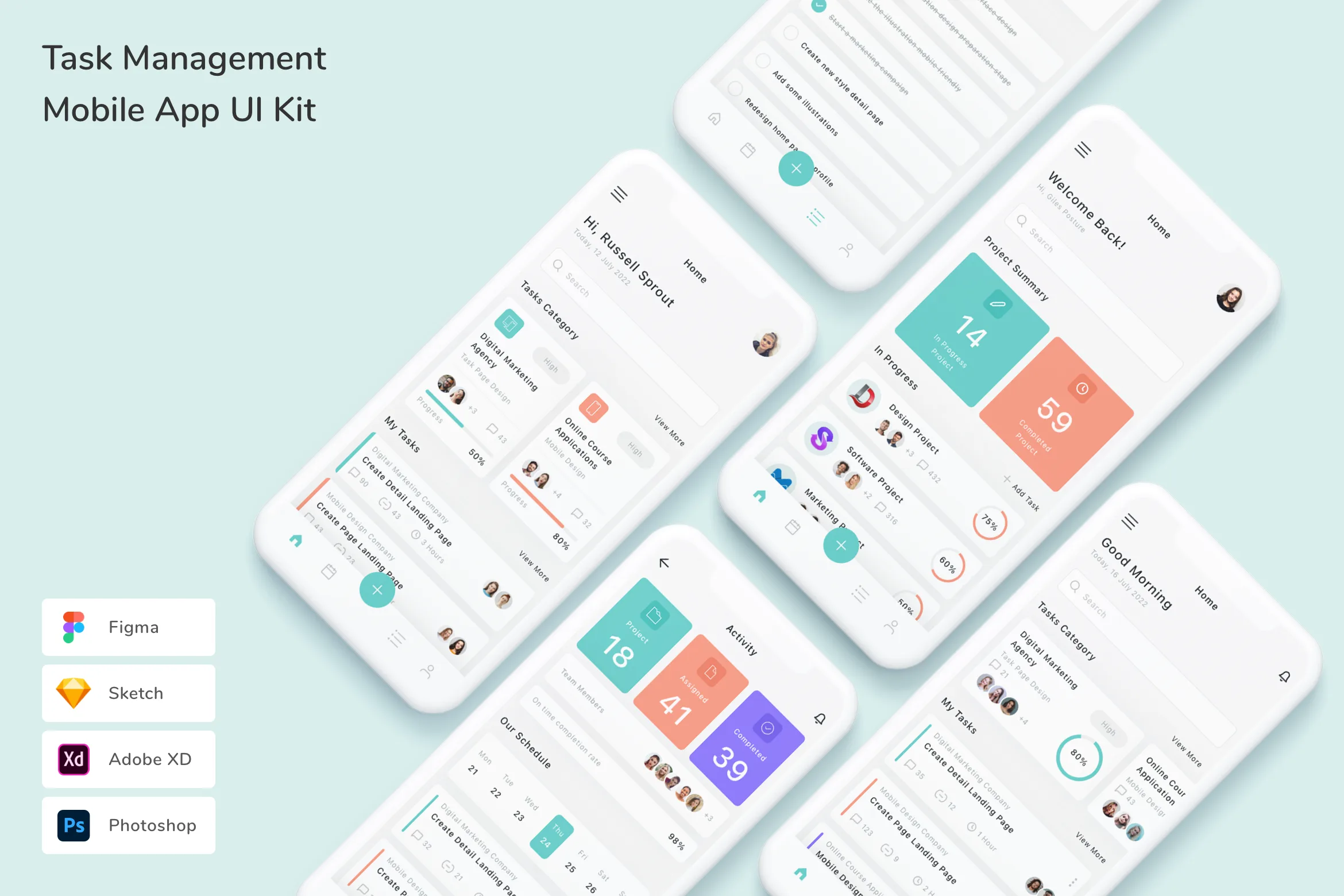 Task Management Mobile App UI Kit for Figma, Sketch & XD | UIworkshop