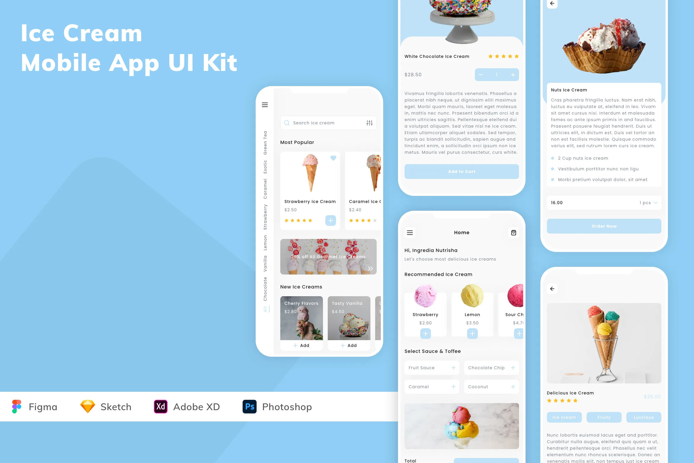 Ice Cream Mobile App UI Kit for Figma, Sketch & XD | UIworkshop