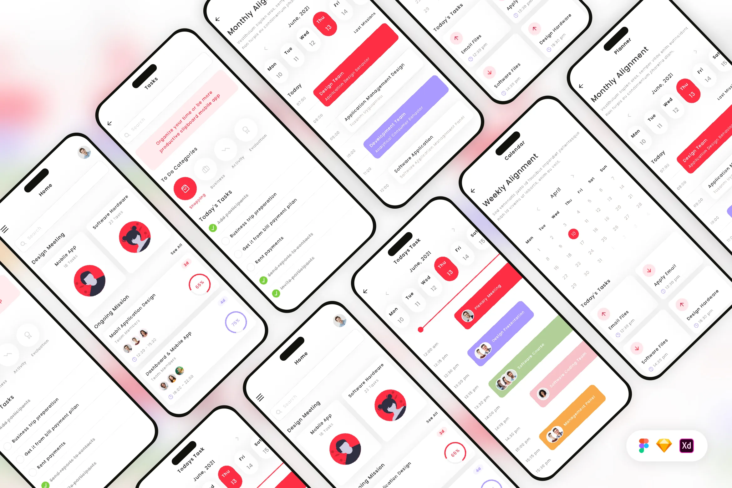 Task Management & ToDo List Mobile App UI Kit for Figma, Sketch & XD ...