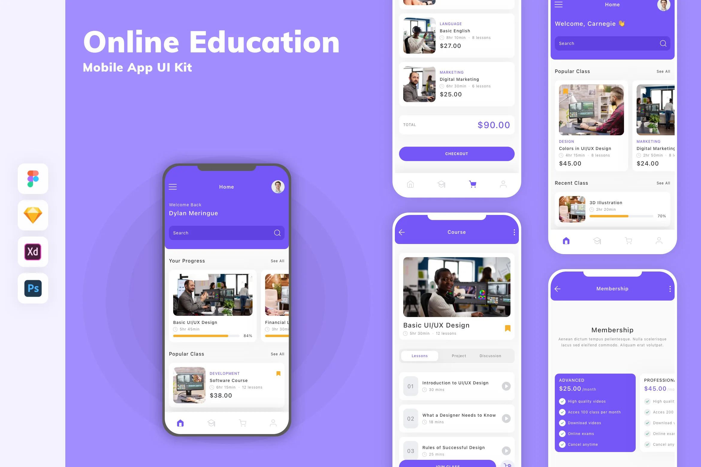 Online Education Mobile App UI Kit for Figma, Sketch & XD | UIworkshop