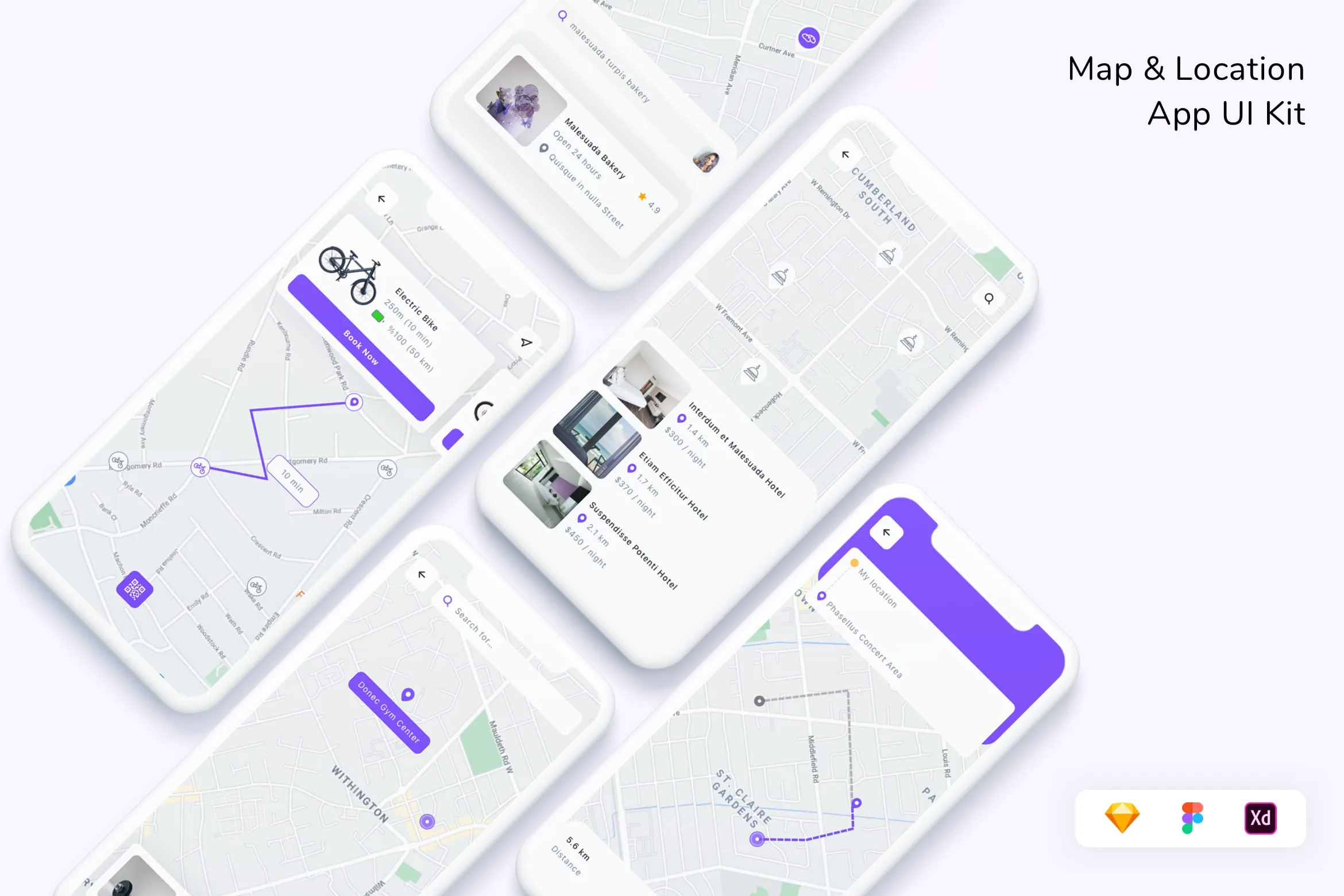 Map & Location App UI Kit for Figma, Sketch & XD | UIworkshop
