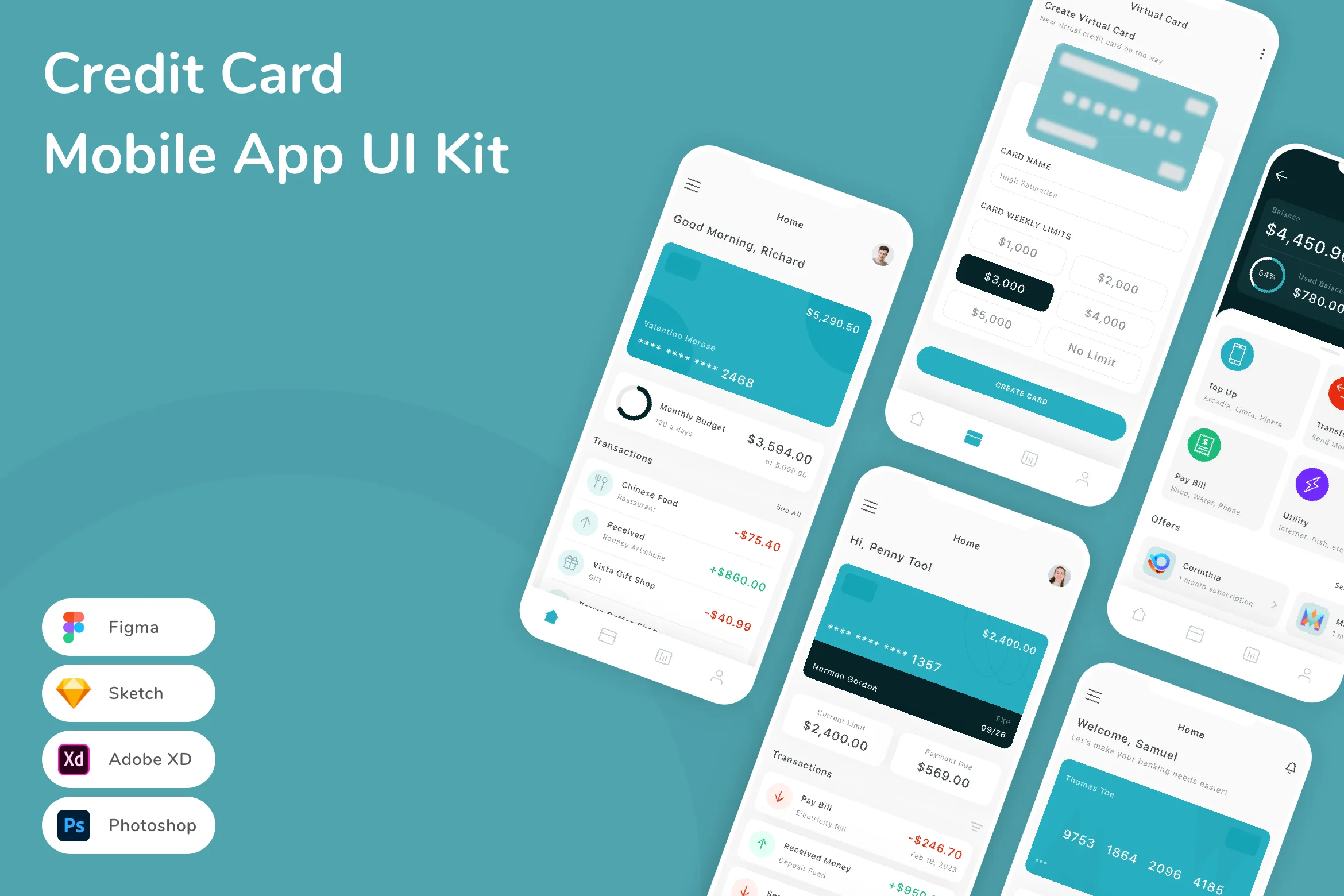 Credit Card Mobile App UI Kit for Figma, Sketch & XD | UIworkshop