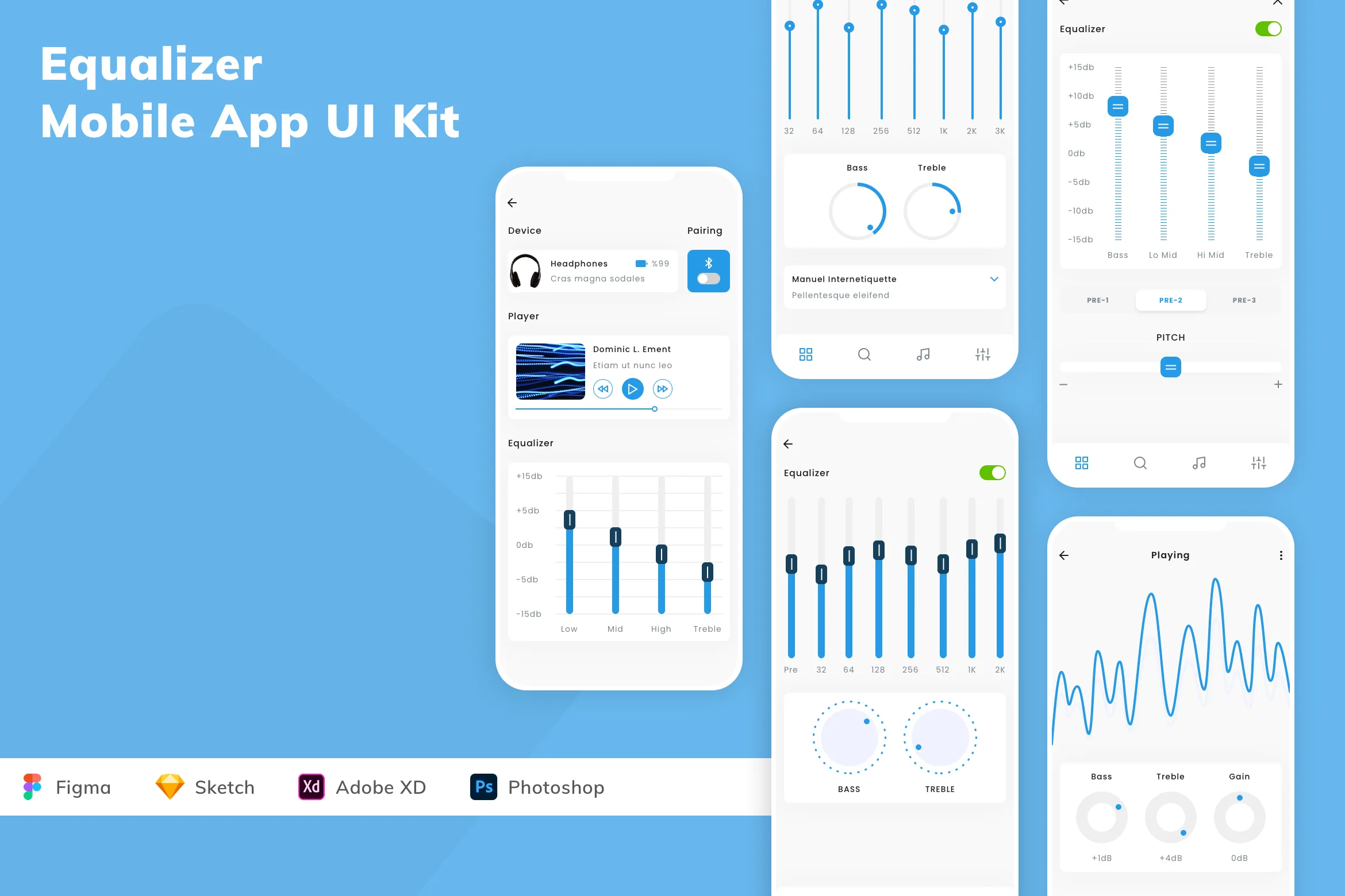Equalizer Mobile App UI Kit for Figma, Sketch & XD | UIworkshop