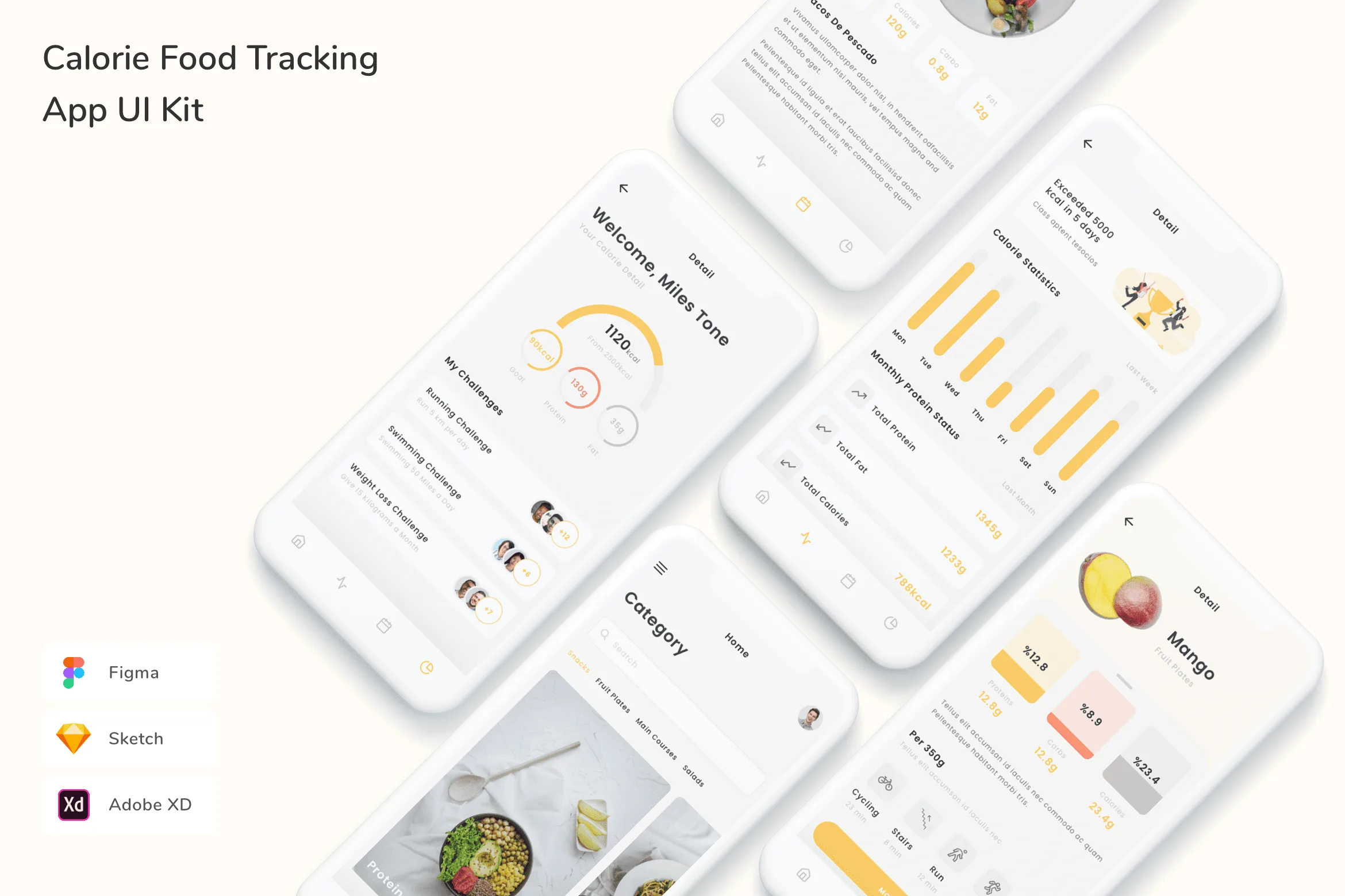 Calorie Food Tracking App UI Kit for Figma, Sketch & XD | UIworkshop