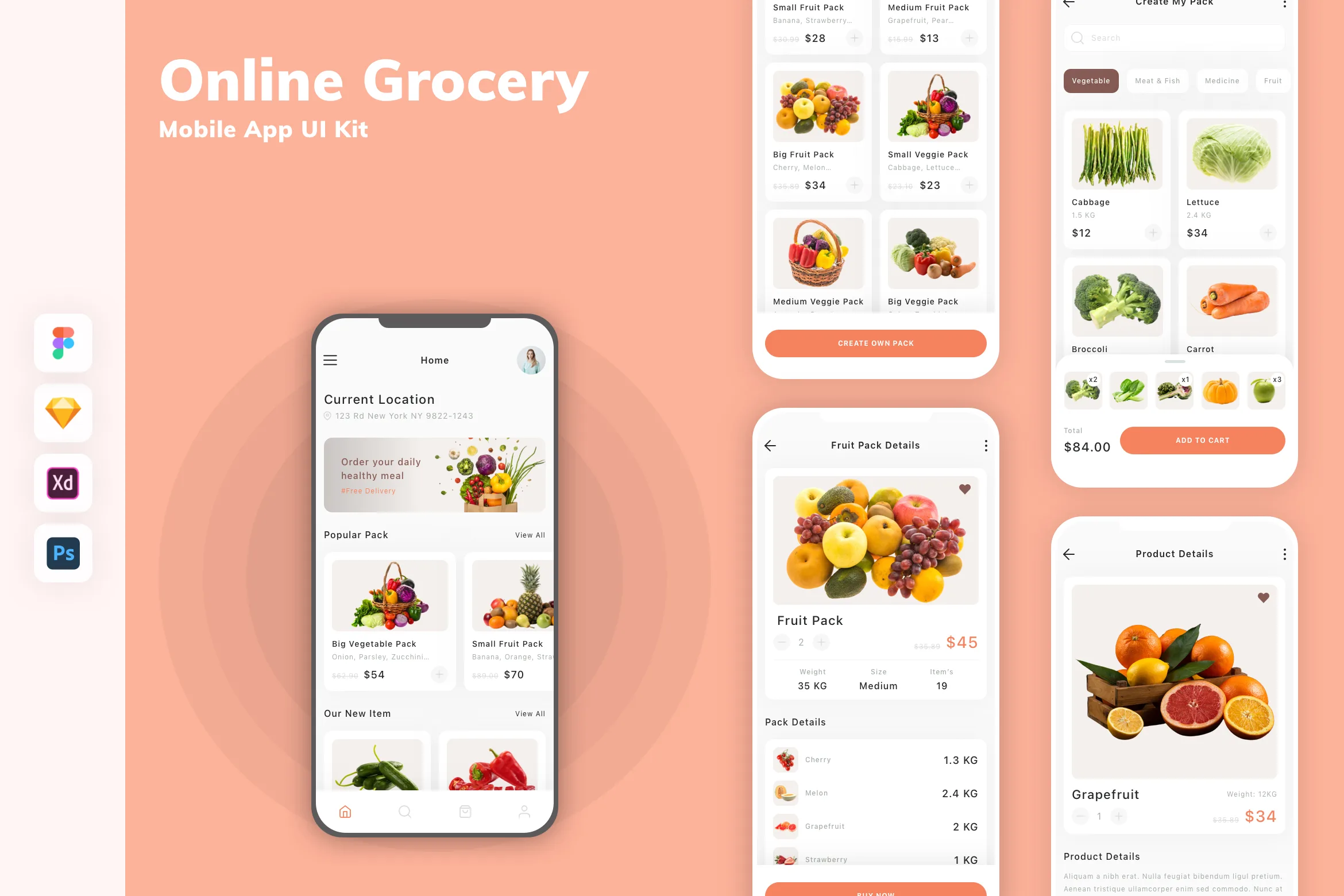 Online Grocery Mobile App UI Kit for Figma, Sketch & XD | UIworkshop