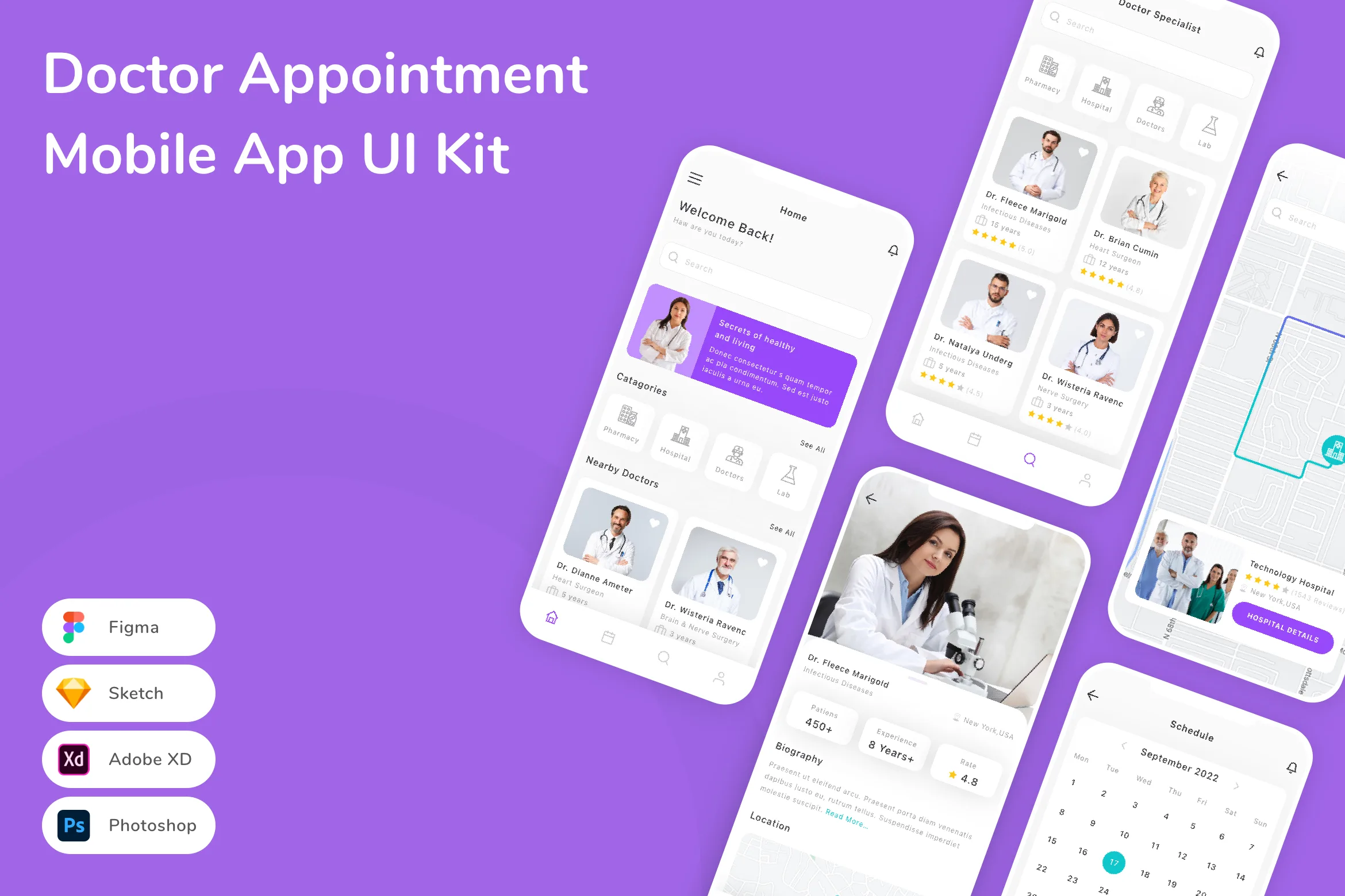 Doctor Appointment Mobile App UI Kit for Figma, Sketch & XD | UIworkshop