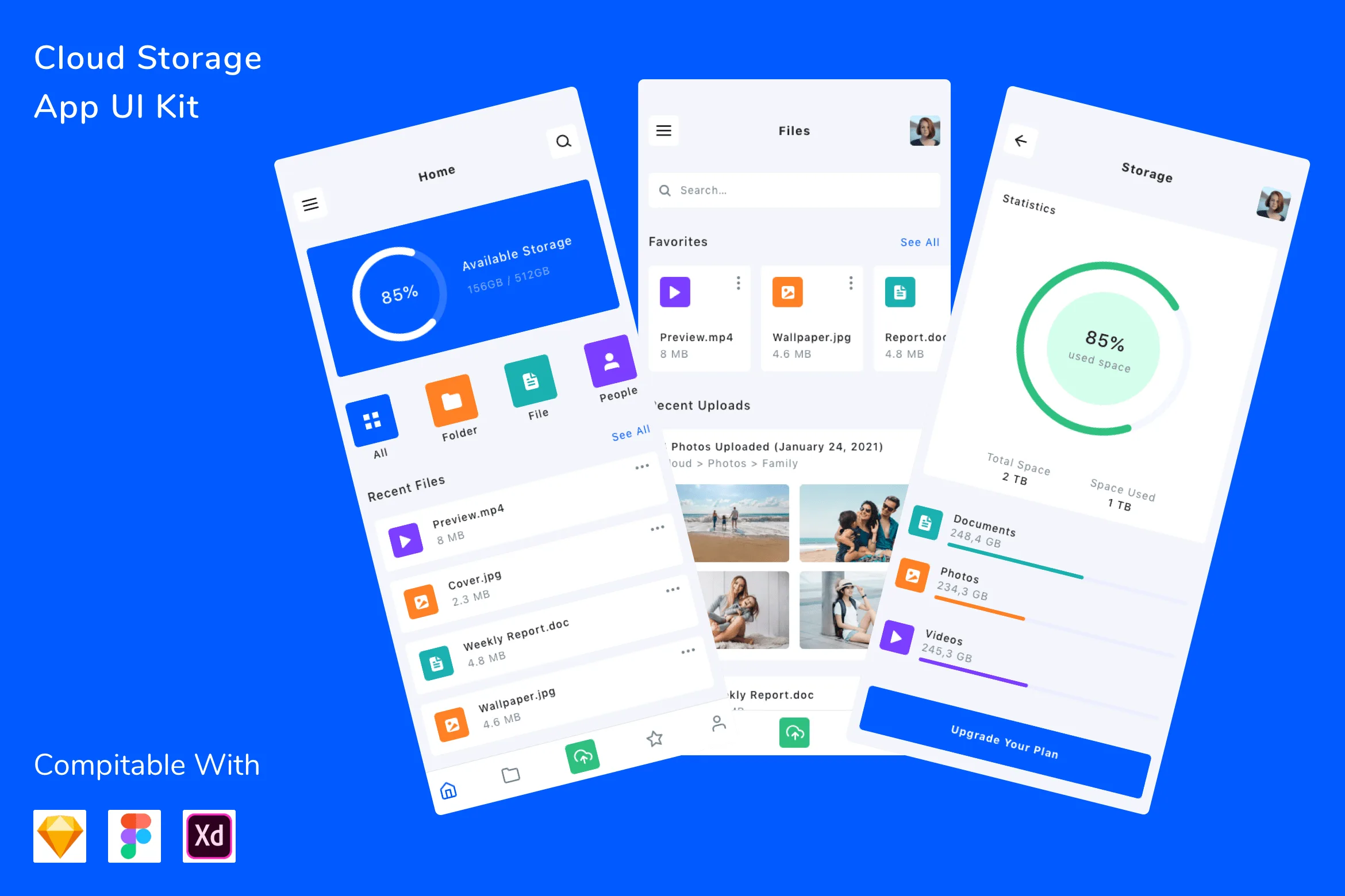 Cloud Storage App UI Kit for Figma, Sketch & XD | UIworkshop