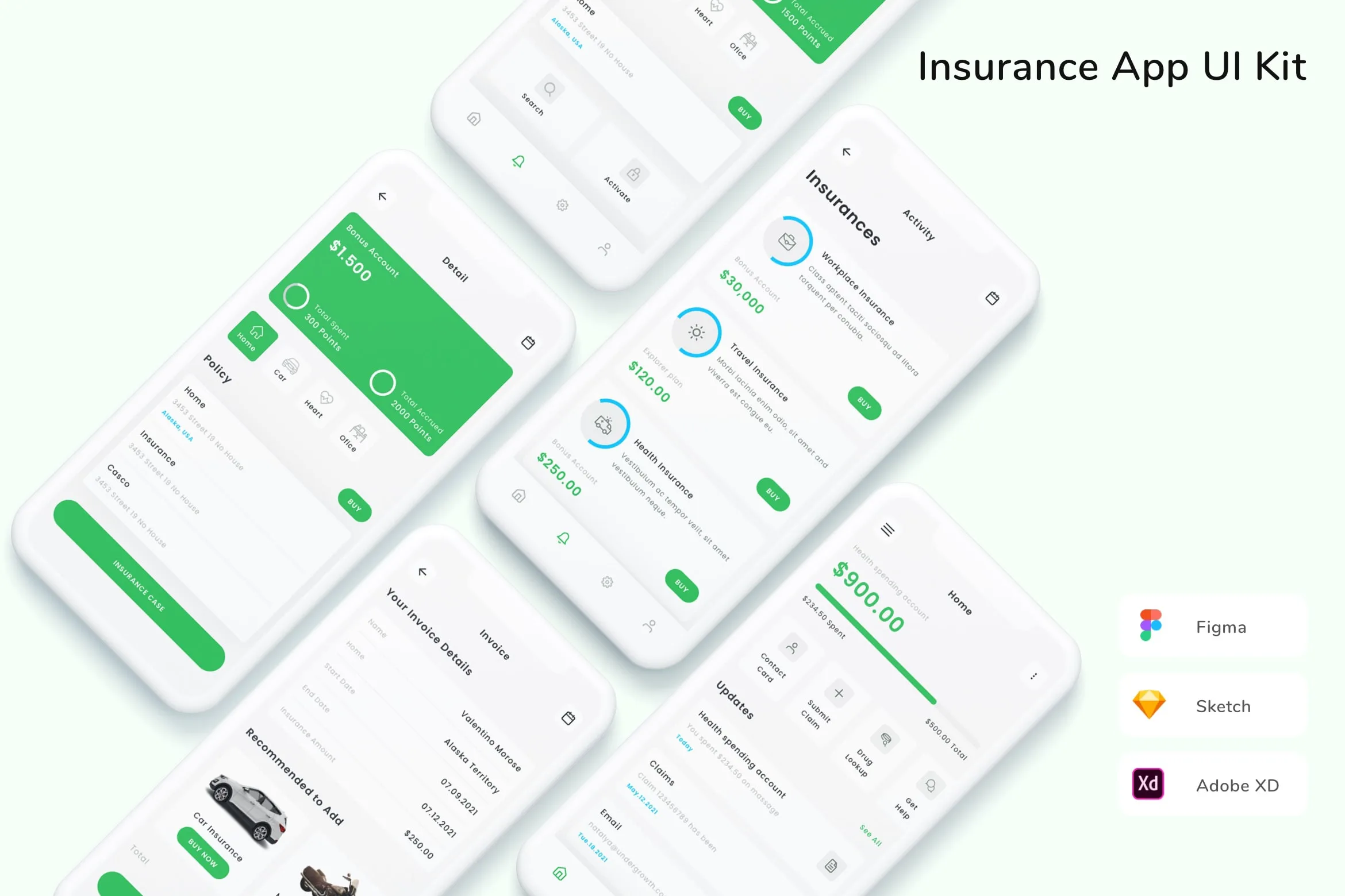 Insurance App UI Kit for Figma, Sketch & XD | UIworkshop