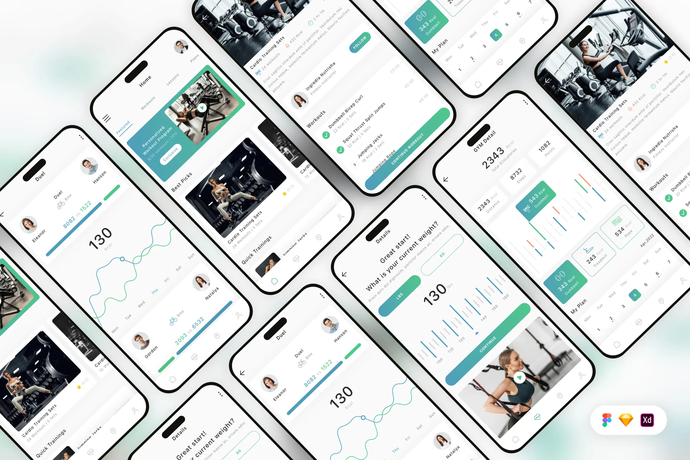 GYM & Workout Mobile App UI Kit for Figma, Sketch & XD | UIworkshop
