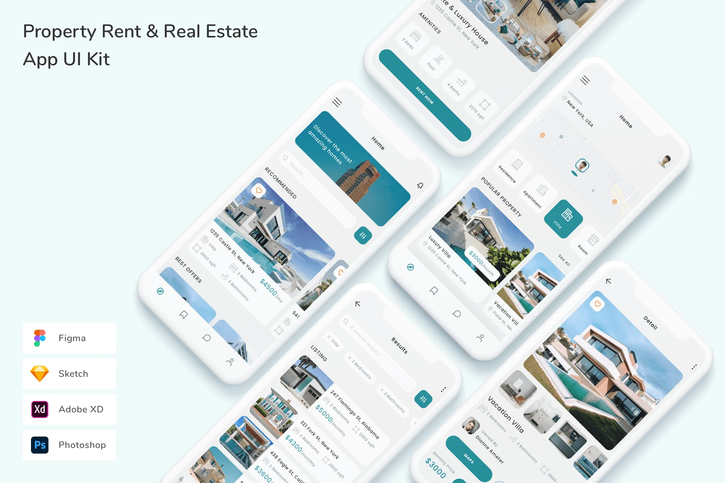 Property Rent & Real Estate App UI Kit for Figma, Sketch & XD | UIworkshop