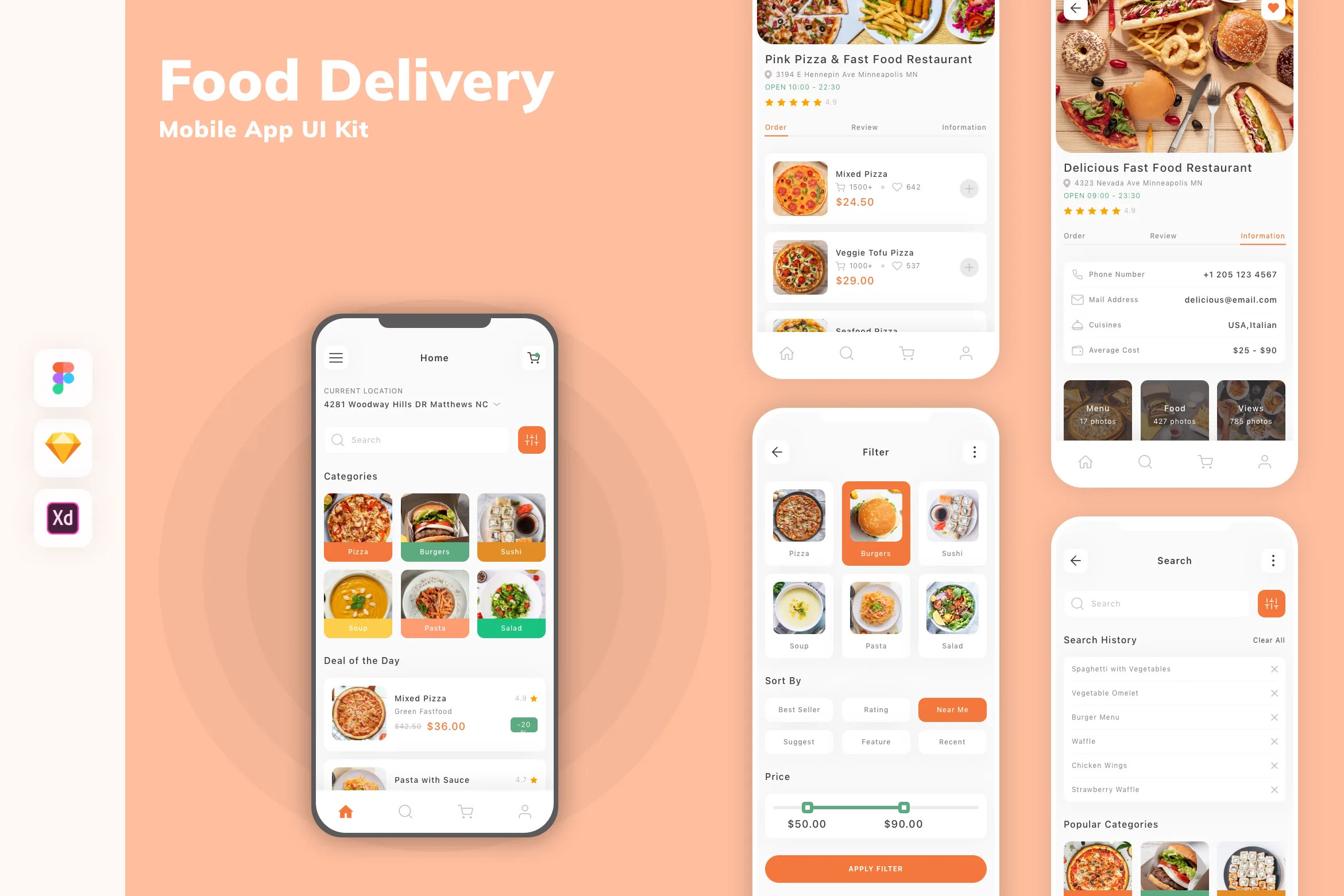 Food Delivery Mobile App UI Kit for Figma, Sketch & XD | UIworkshop