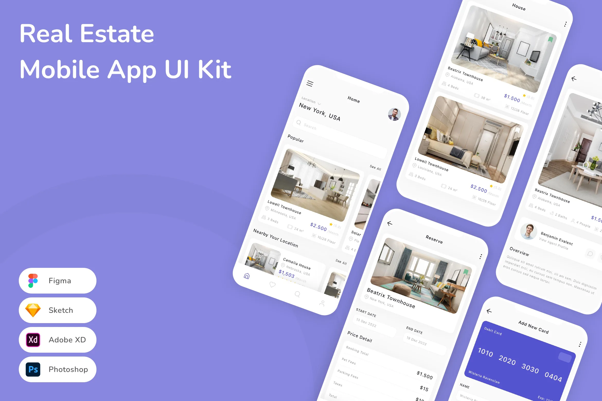 Real Estate Mobile App UI Kit for Figma, Sketch & XD | UIworkshop