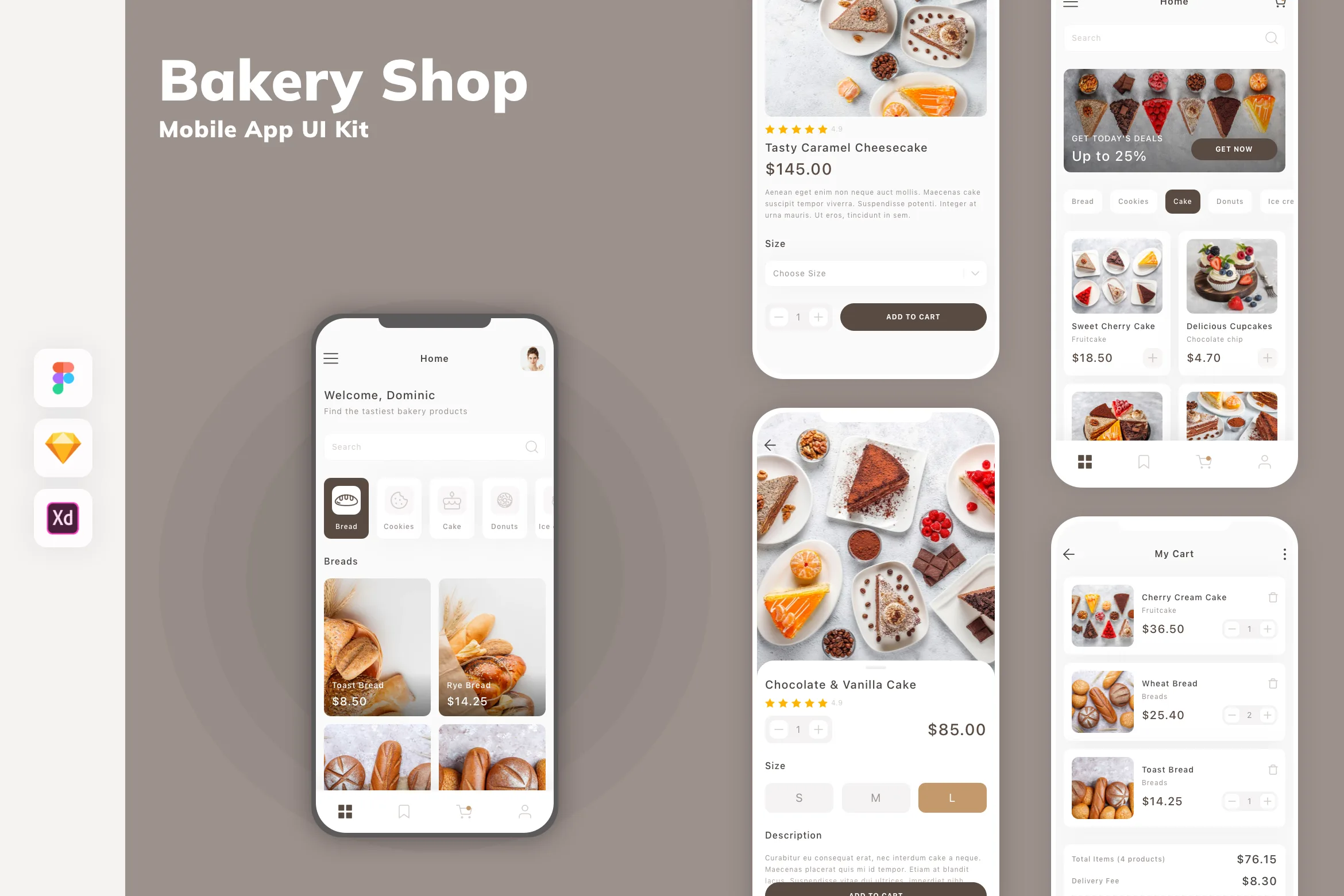Bakery Shop Mobile App UI Kit for Figma, Sketch & XD | UIworkshop