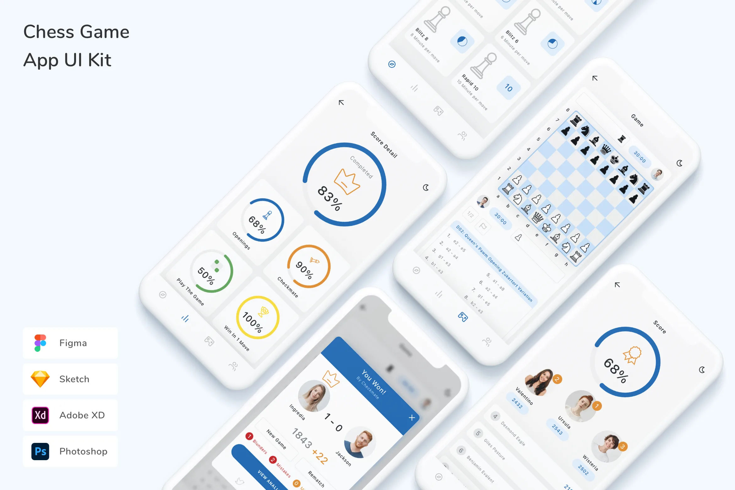 Chess Game App UI Kit for Figma, Sketch & XD | UIworkshop