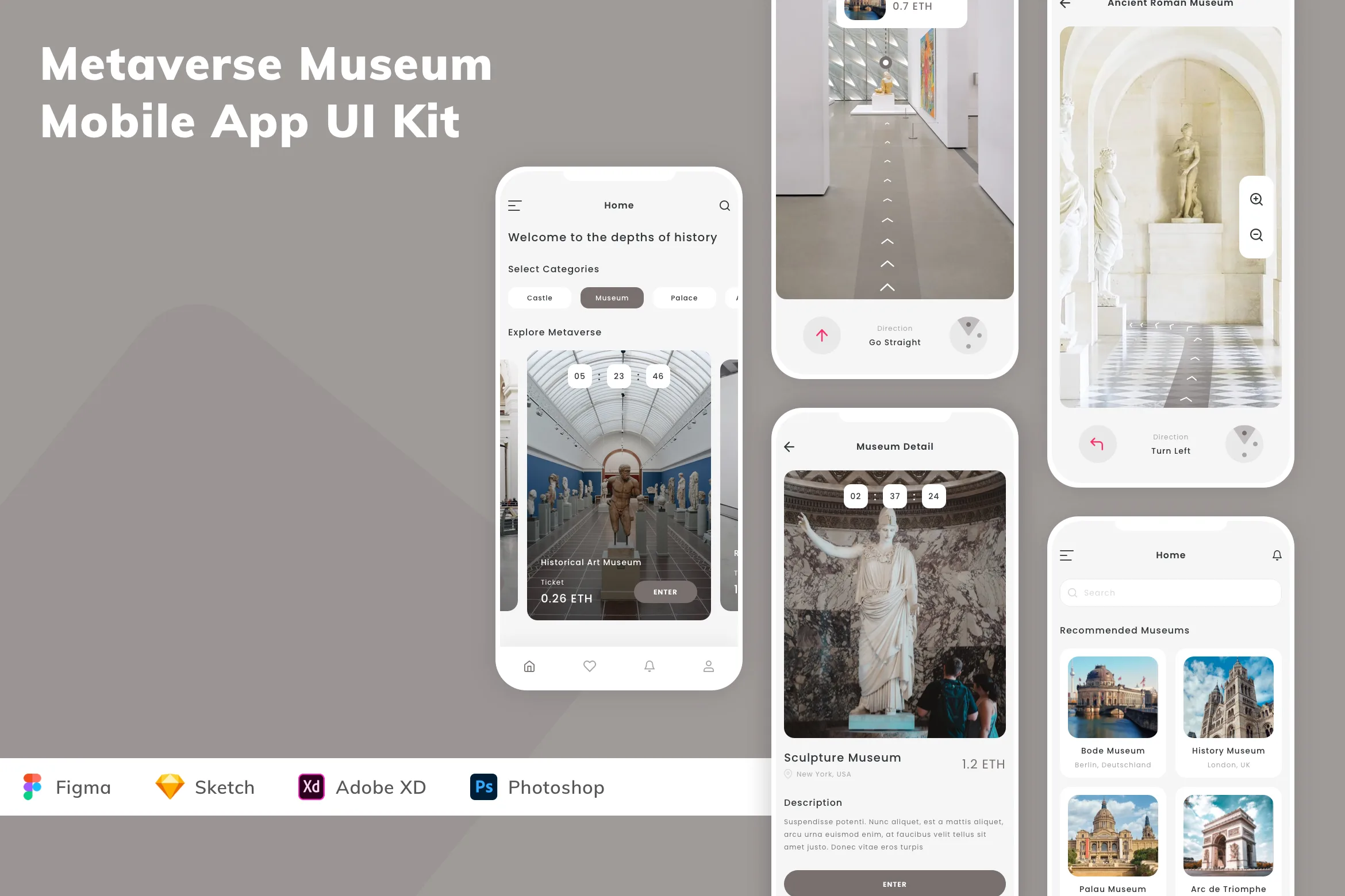 Metaverse Museum Mobile App UI Kit for Figma, Sketch & XD | UIworkshop