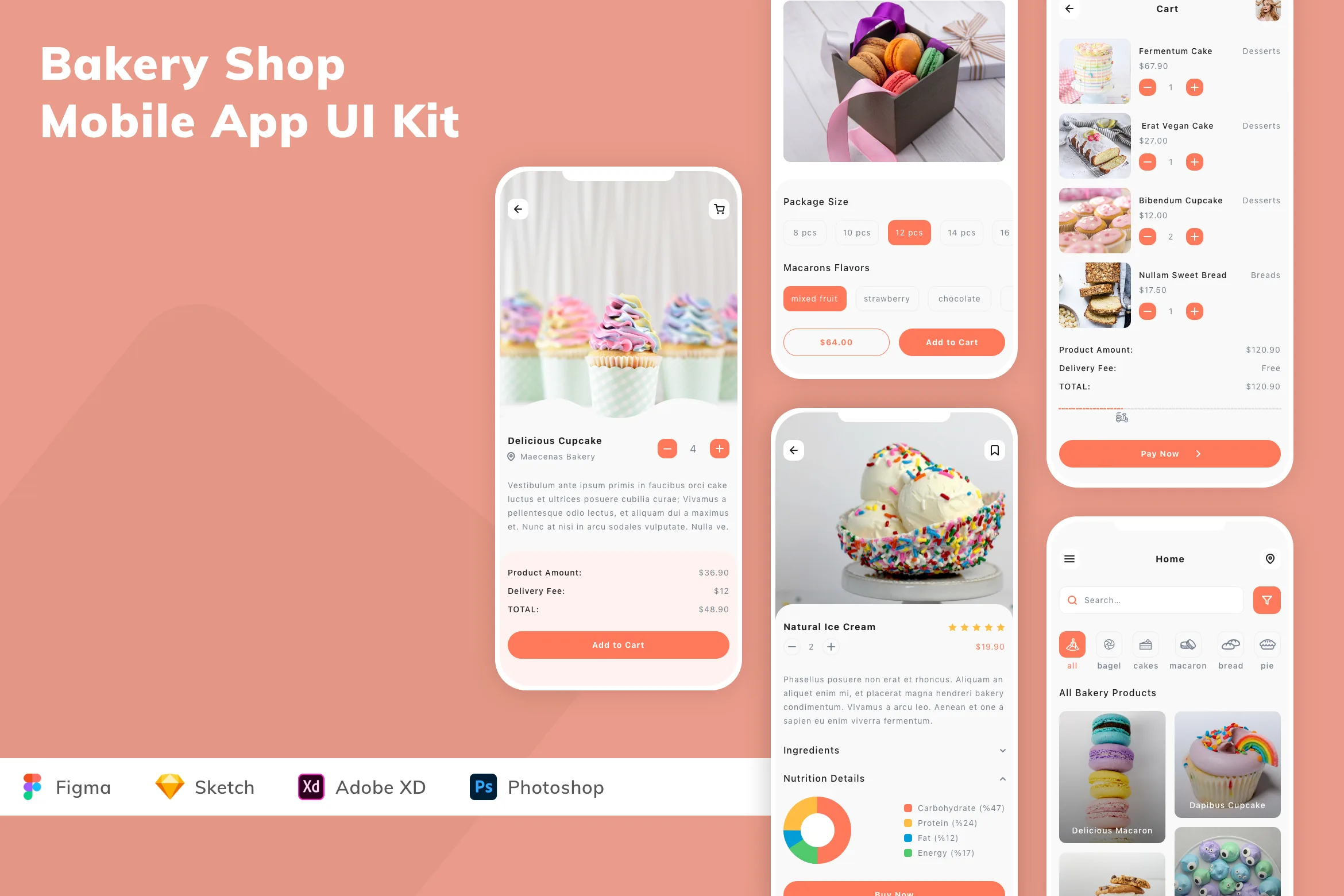 Bakery Shop Mobile App UI Kit for Figma, Sketch & XD | UIworkshop