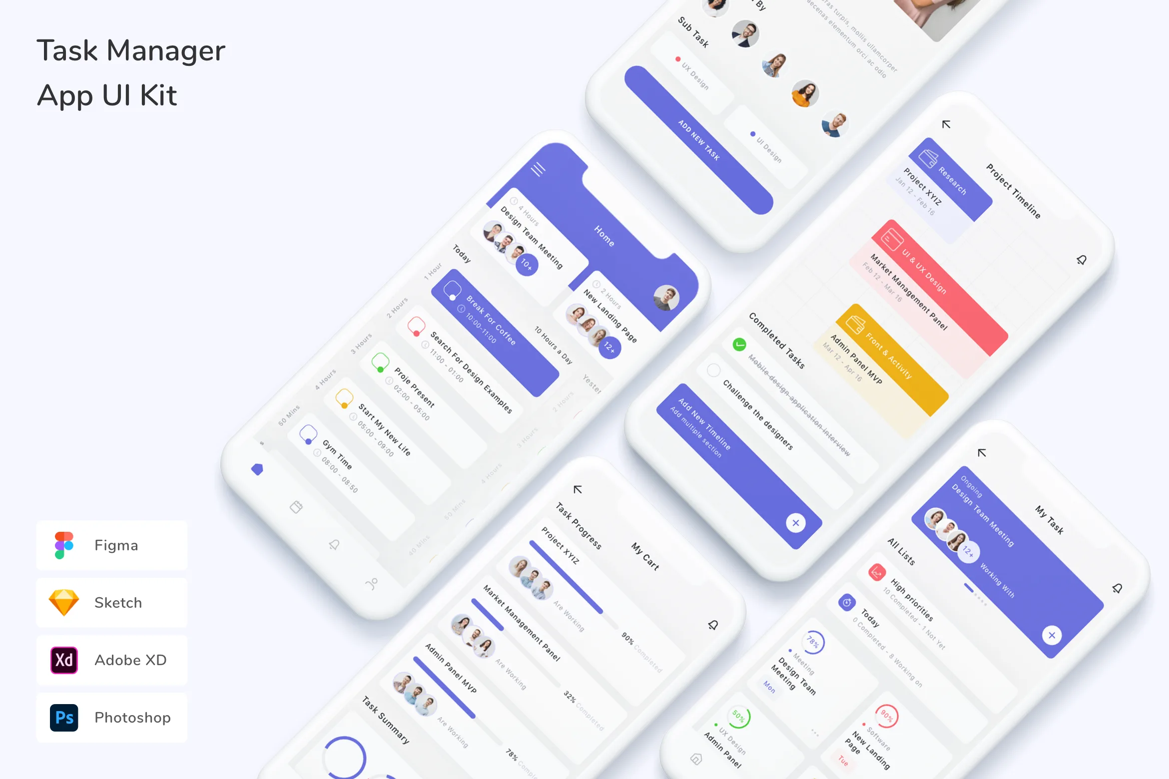 Task Manager App UI Kit for Figma, Sketch & XD | UIworkshop