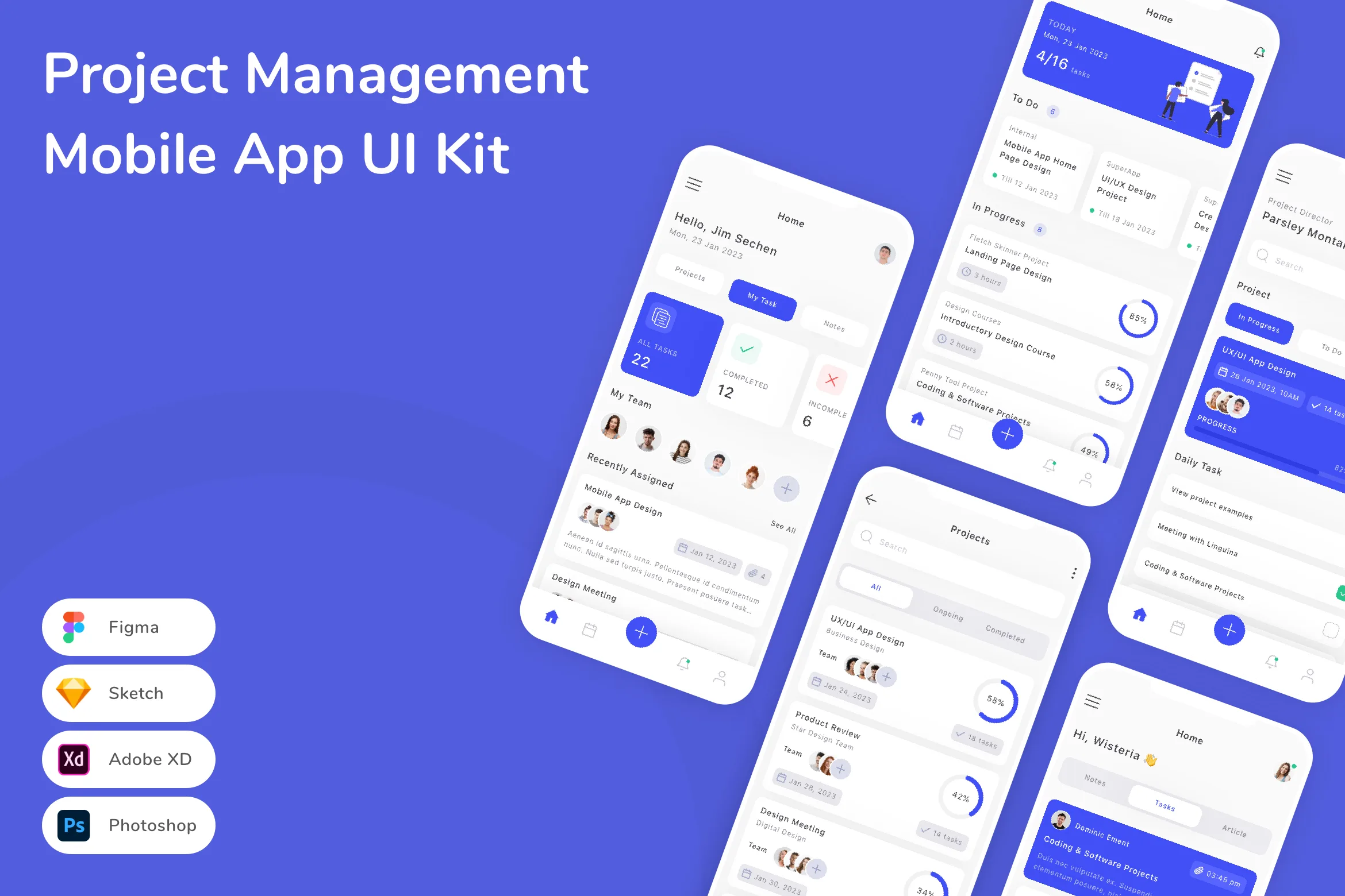 Project Management Mobile App UI Kit for Figma, Sketch & XD | UIworkshop