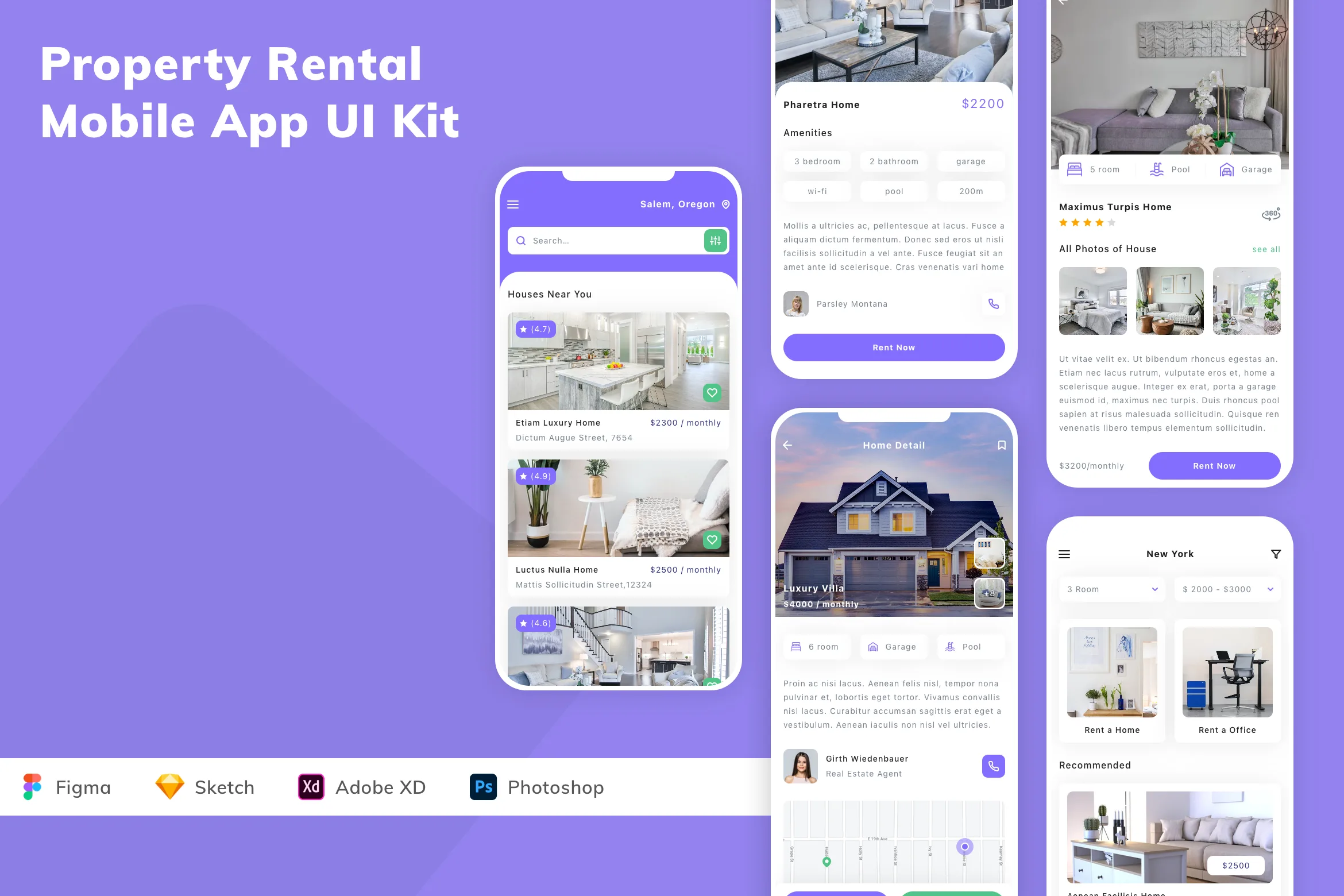 Property Rental Mobile App UI Kit for Figma, Sketch & XD | UIworkshop