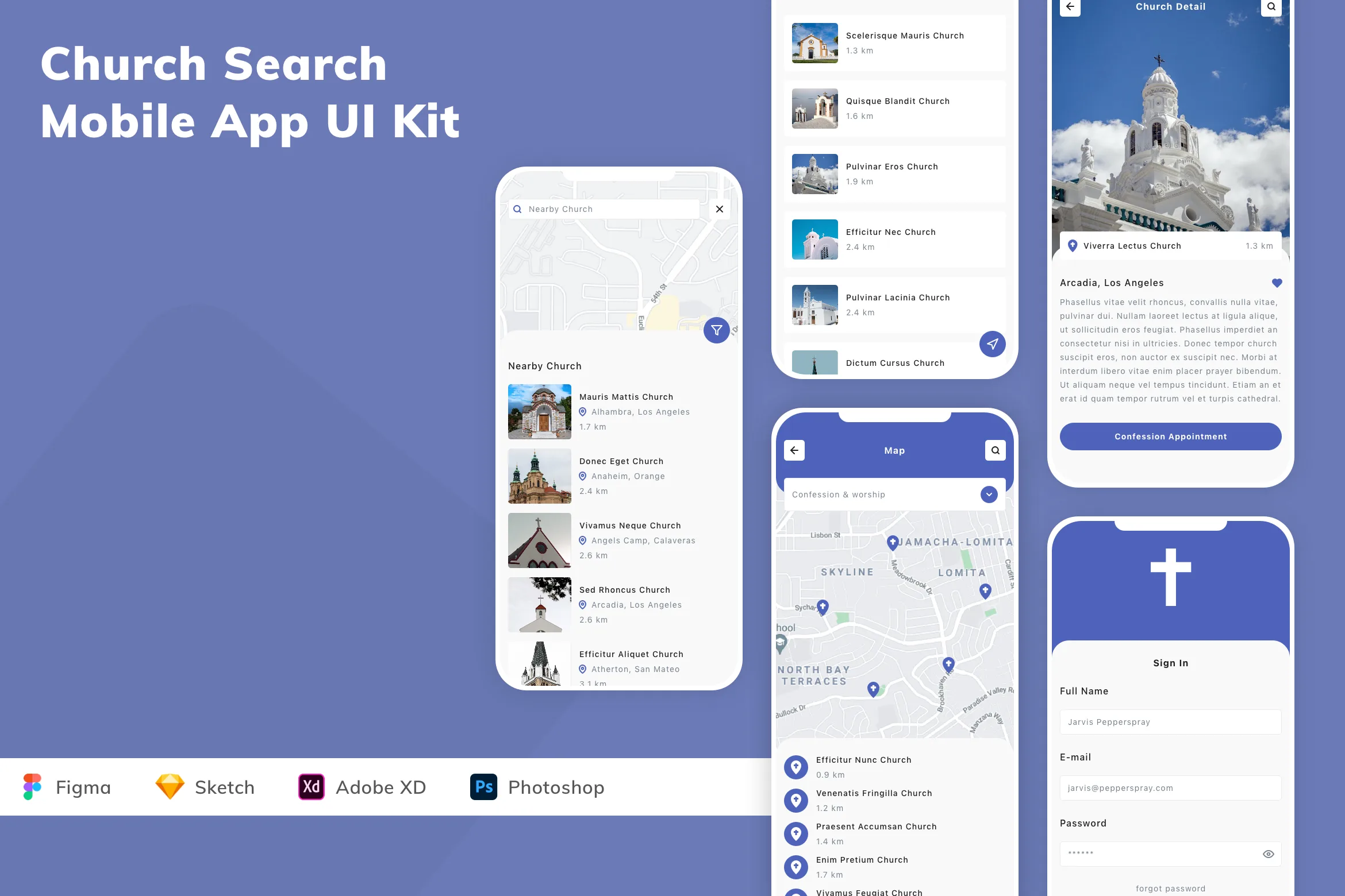 Church Search Mobile App UI Kit for Figma, Sketch & XD | UIworkshop