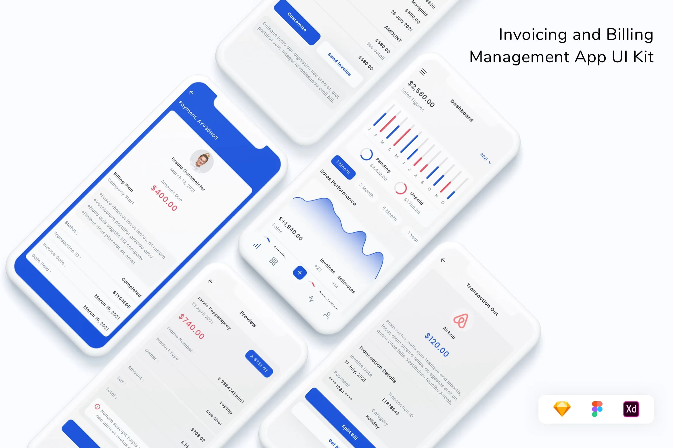 Invoicing and Billing Management App UI Kit for Figma, Sketch & XD ...