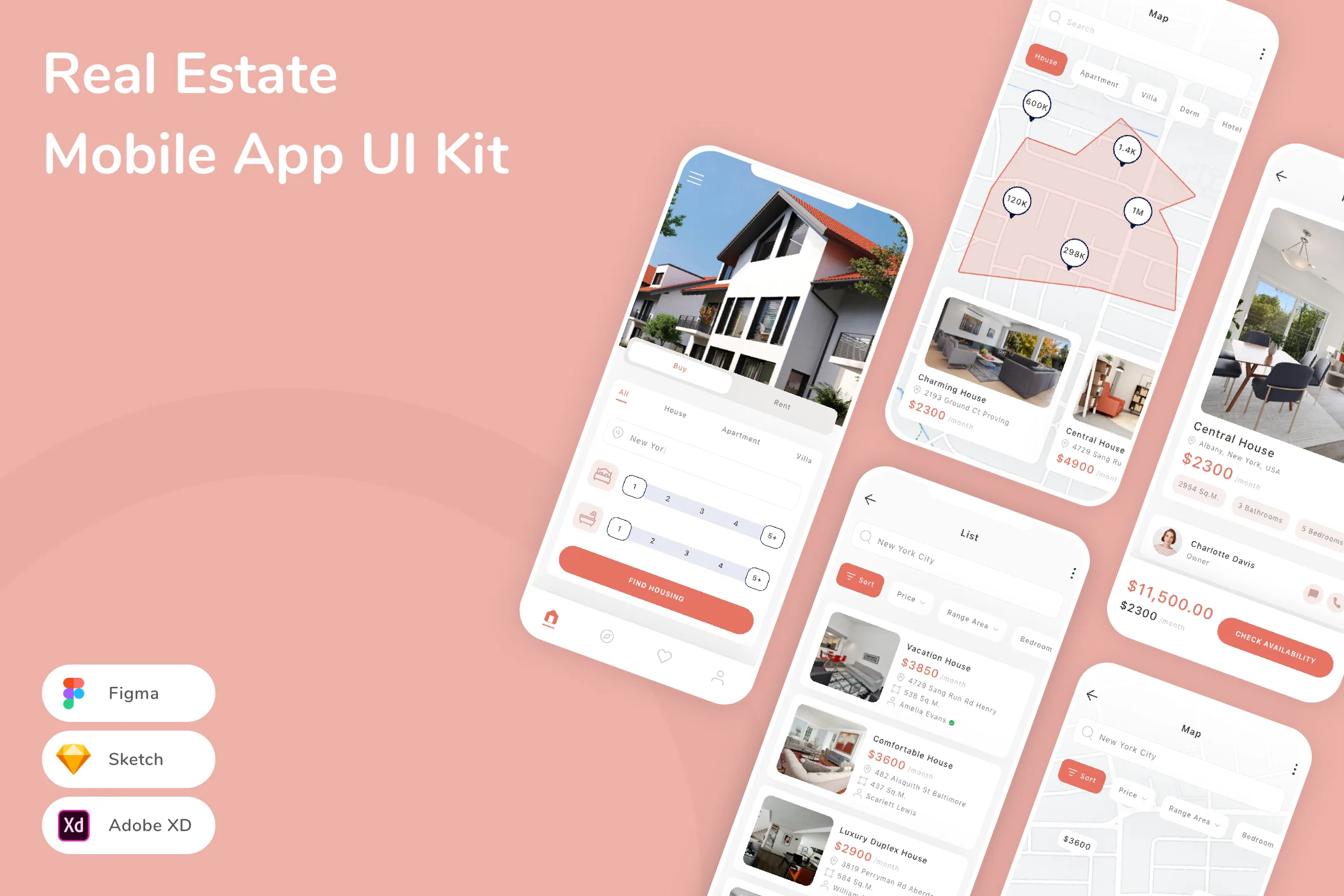 Real Estate Mobile App UI Kit for Figma, Sketch & XD | UIworkshop