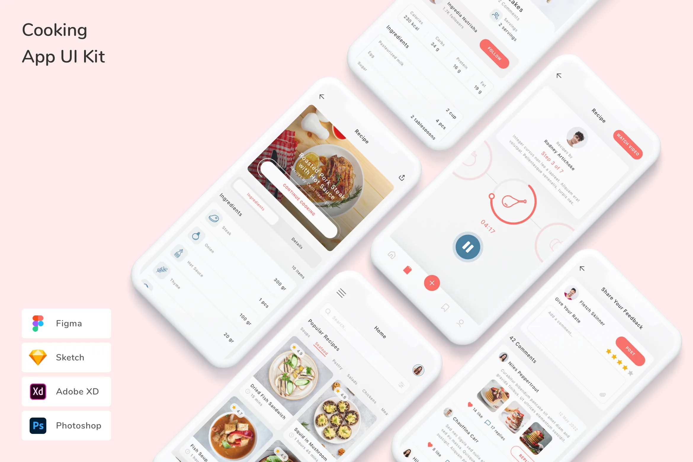Cooking App UI Kit for Figma, Sketch & XD | UIworkshop