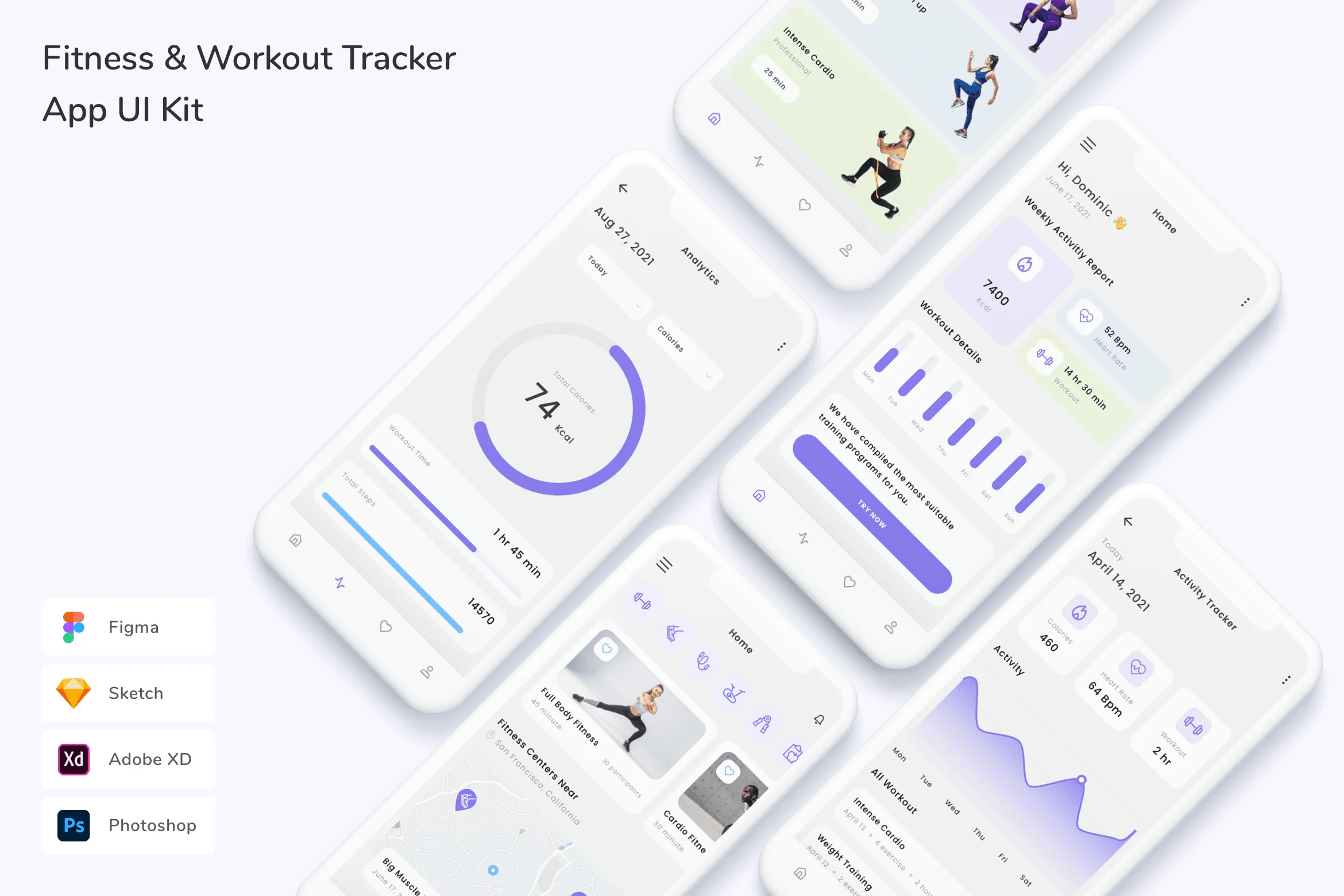 Fitness & Workout Tracker App UI Kit for Figma, Sketch & XD | UIworkshop