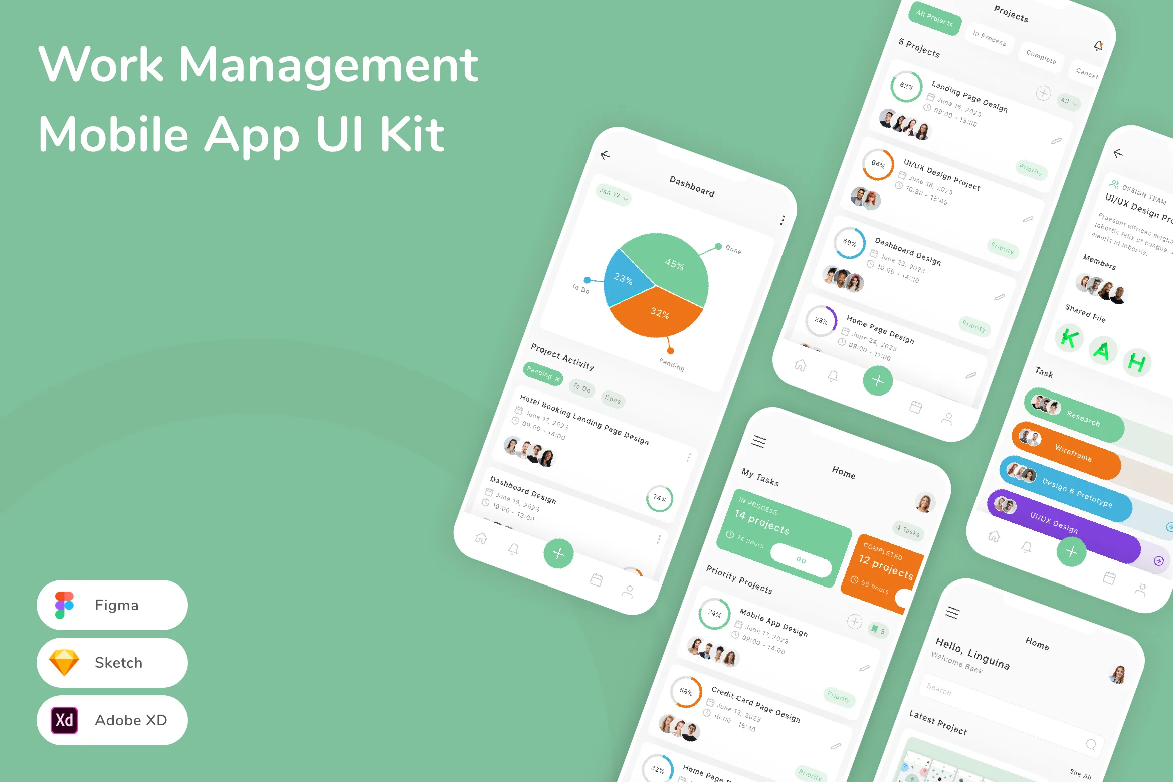 Work Management Mobile App UI Kit for Figma, Sketch & XD | UIworkshop